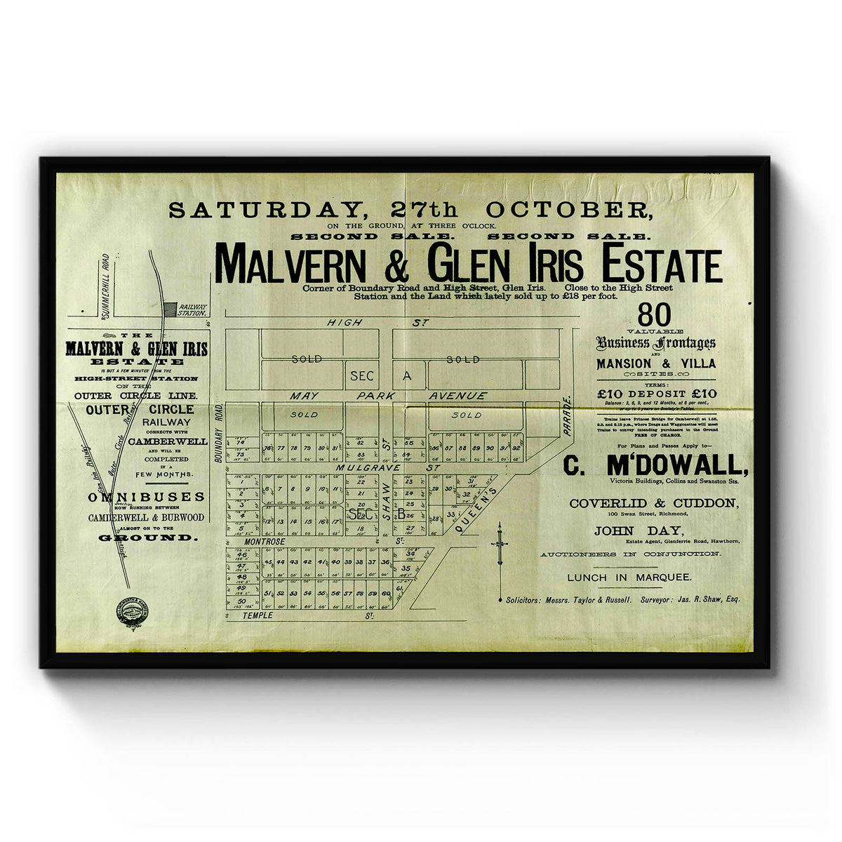 Malvern, Victoria Australia Vintage Map #37 (1888) – Vintage Maps
