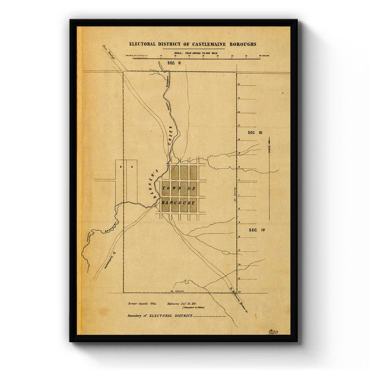 Harcourt, Victoria Australia Vintage Map #4 (1855) – Vintage Maps