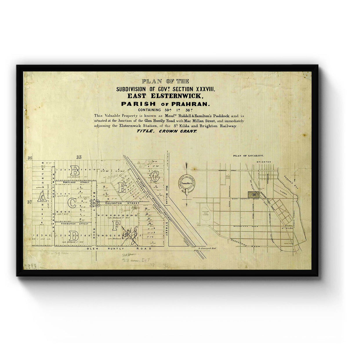 Elsternwick, Victoria Australia Vintage Map #20 (18--) – Vintage Maps