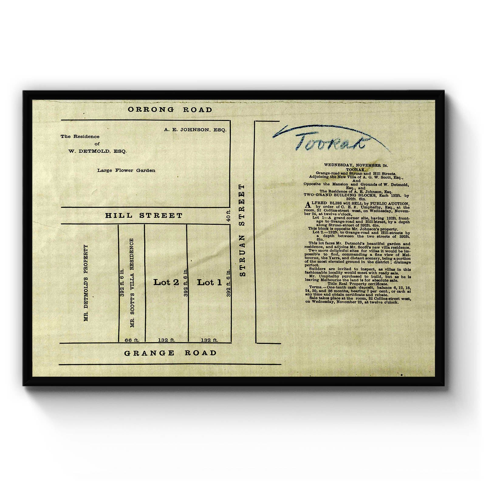 Toorak, Victoria Australia Vintage Map #27 (18--) – Vintage Maps