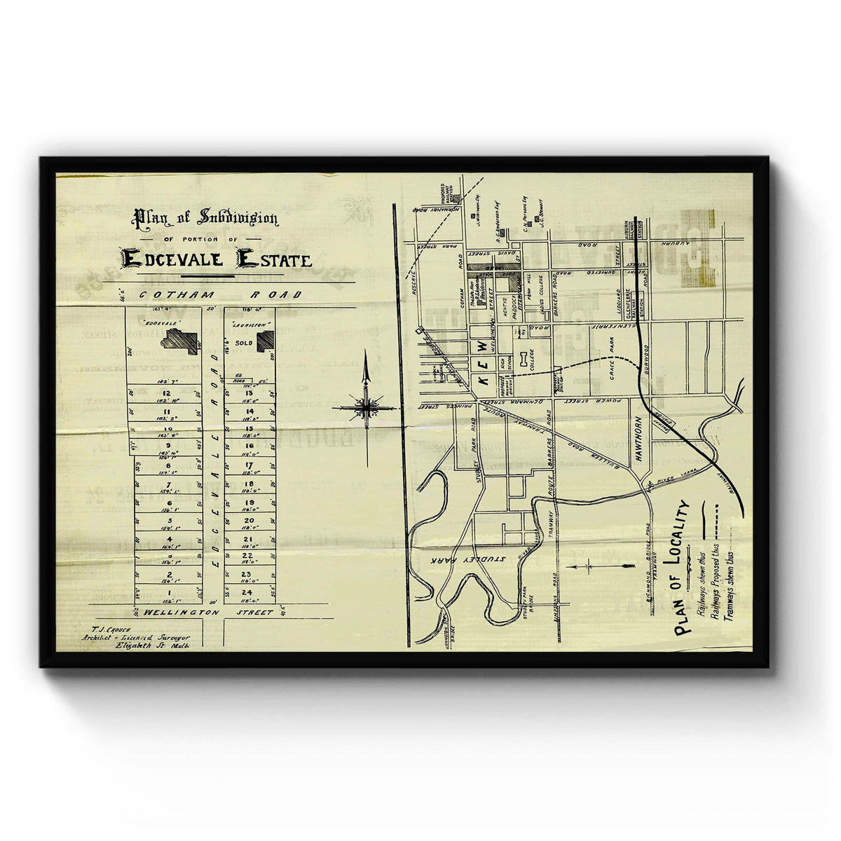 Kew, Victoria Australia Vintage Map #71 (1885?) – Vintage Maps