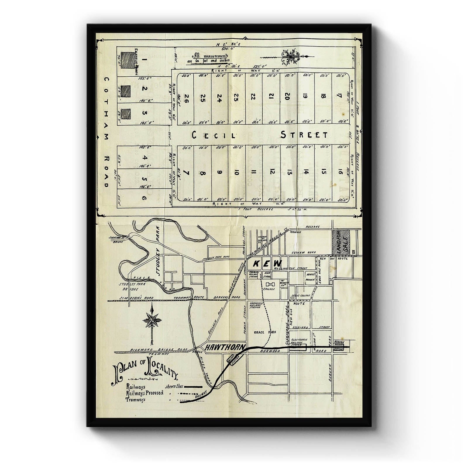 Hawthorn, Victoria Australia Vintage Map #242 (1886?) – Vintage Maps
