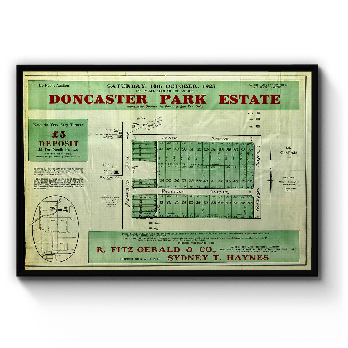 Doncaster, Victoria Australia Vintage Map #12 (1925) – Vintage Maps