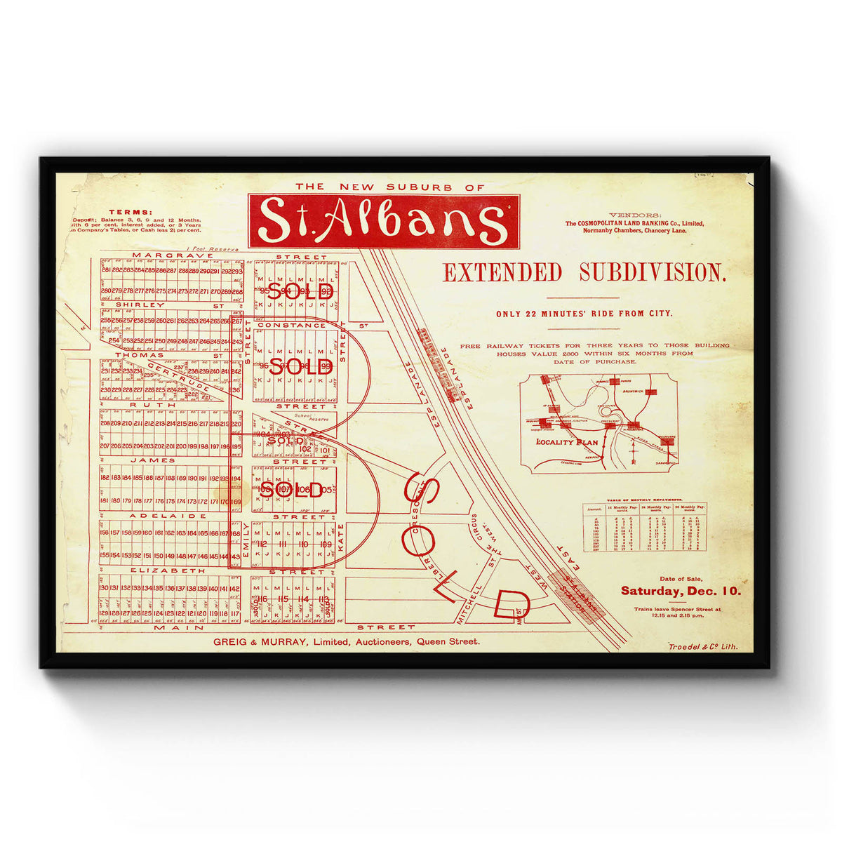 St Albans, Victoria Australia Vintage Map #5 (1887?) – Vintage Maps