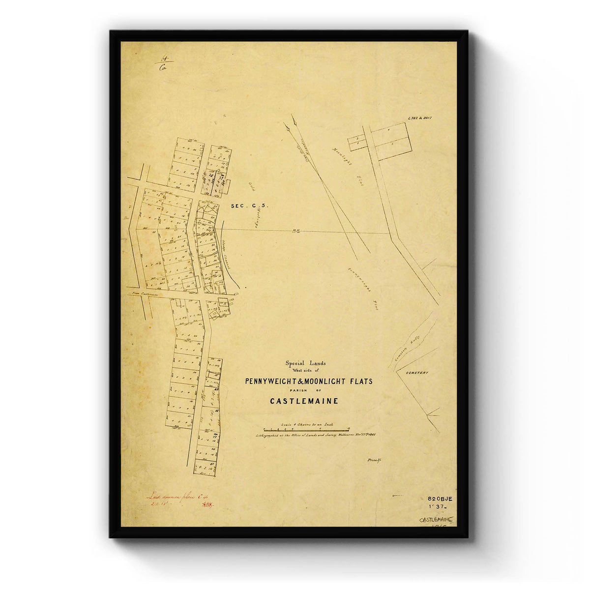 Castlemaine, Victoria Australia Vintage Map #7 (1865) – Vintage Maps