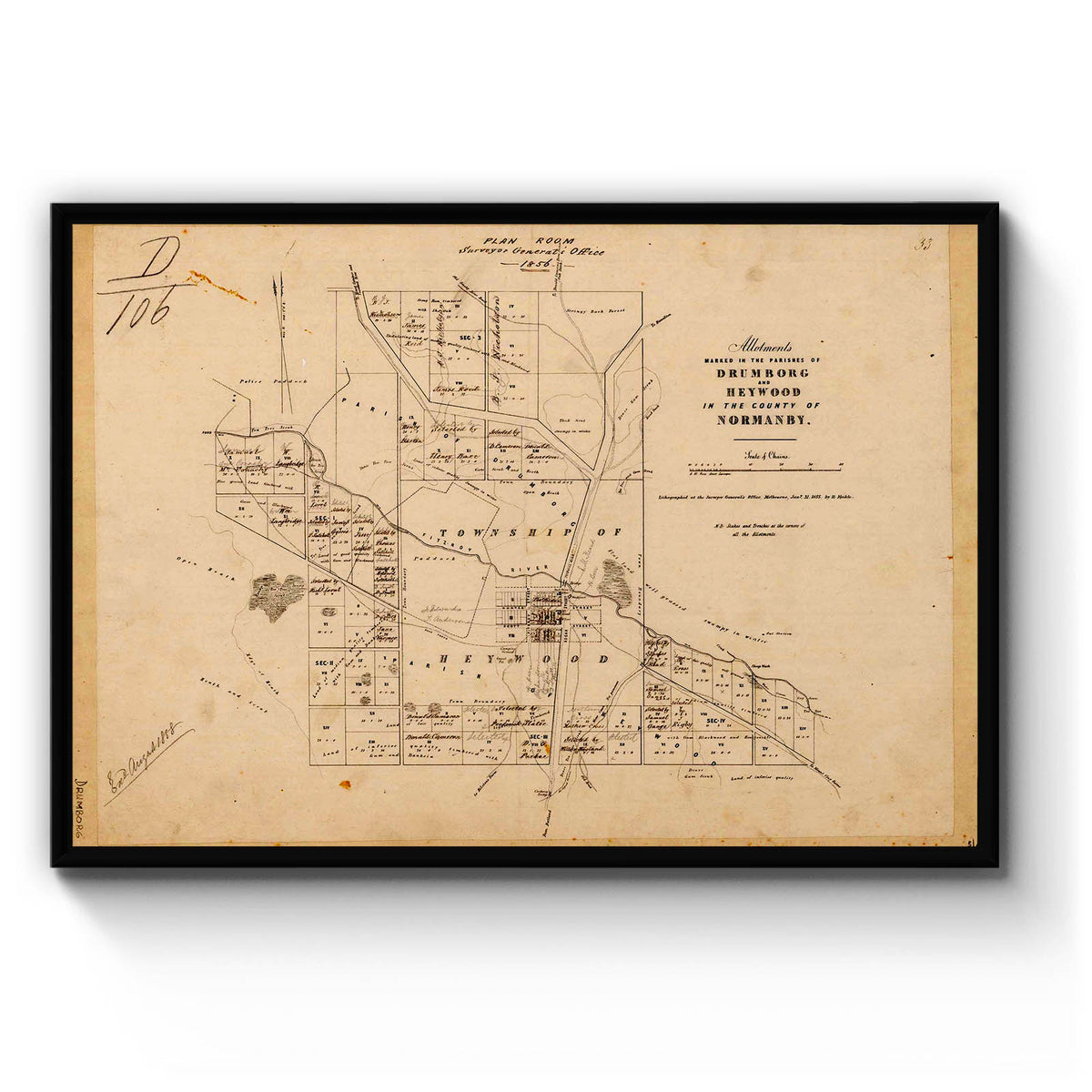 Heywood, Victoria Australia Vintage Map #2 (1855) – Vintage Maps