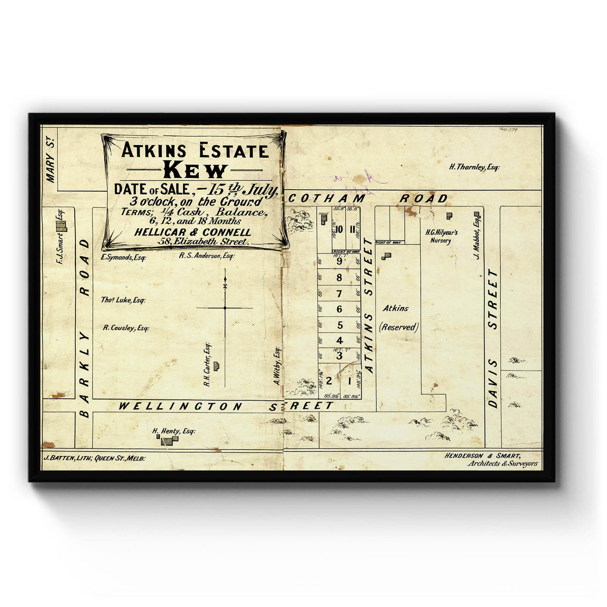 Kew, Victoria Australia Vintage Map #39 (1887?) – Vintage Maps