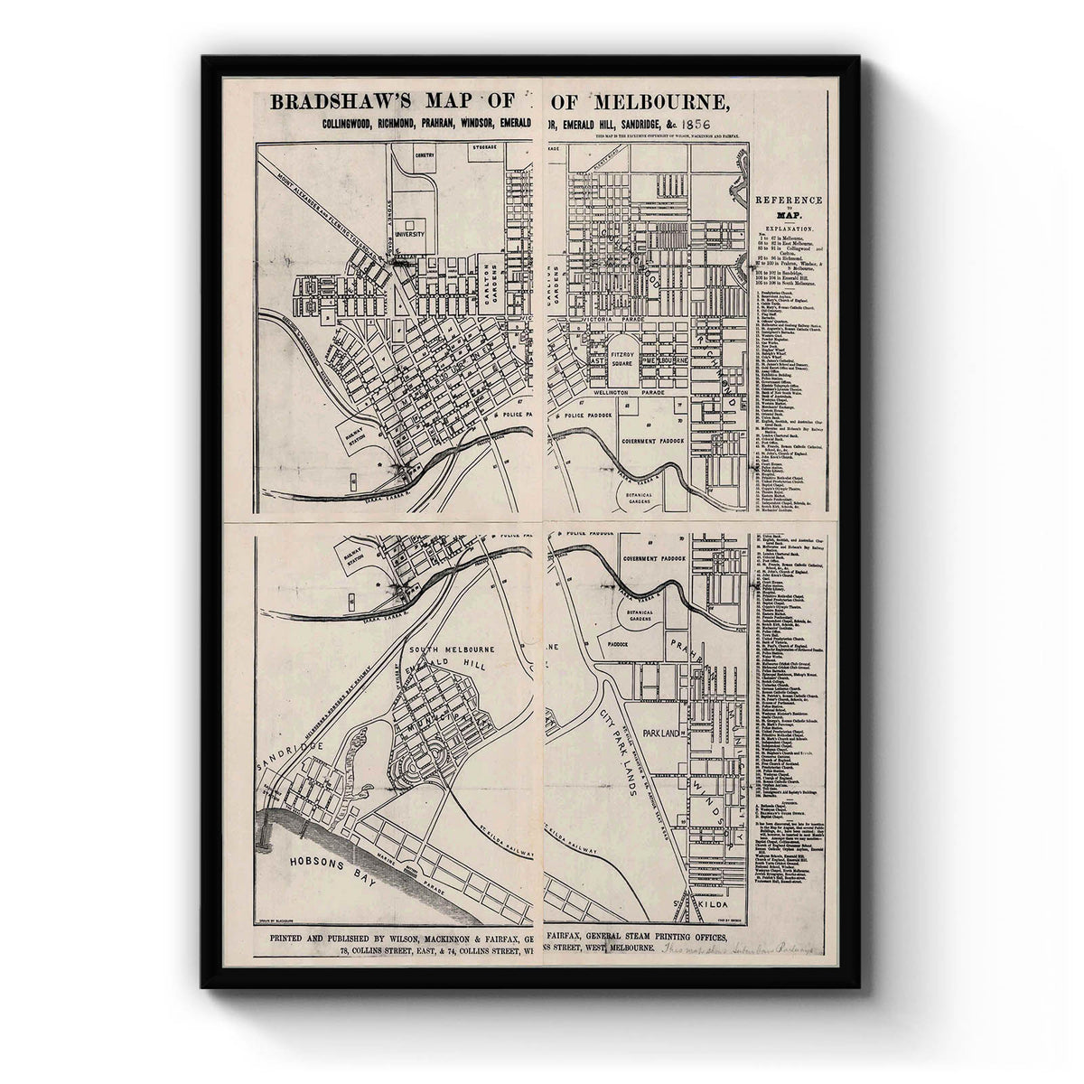 Melbourne CBD, Victoria Australia Vintage Map #32 (1856) – Vintage Maps