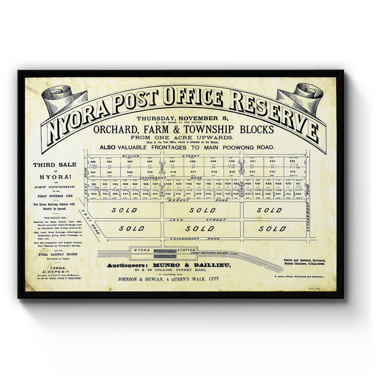 Nyora, Victoria Australia Vintage Map #2 (1888?) – Vintage Maps