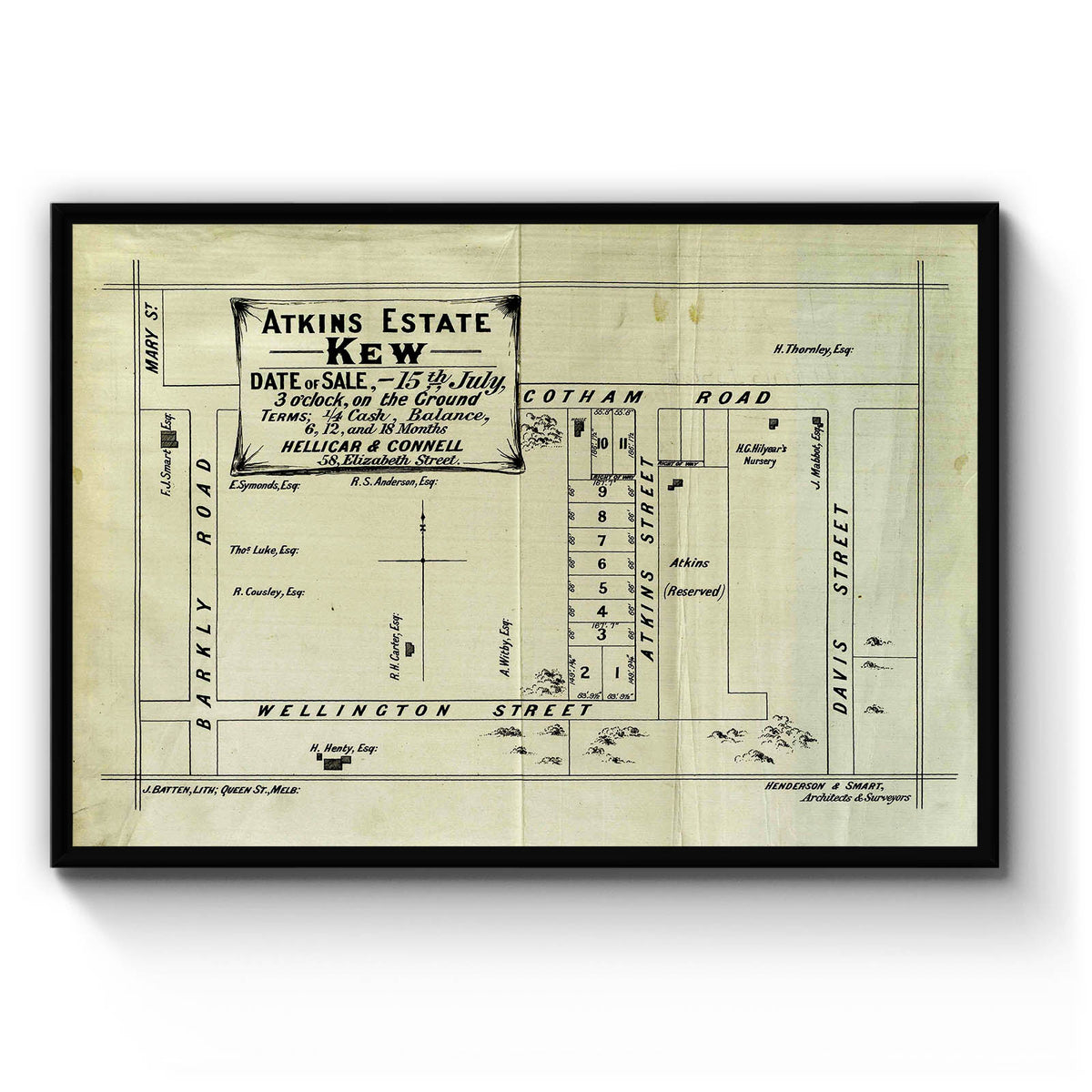 Kew, Victoria Australia Vintage Map #88 (1882) – Vintage Maps
