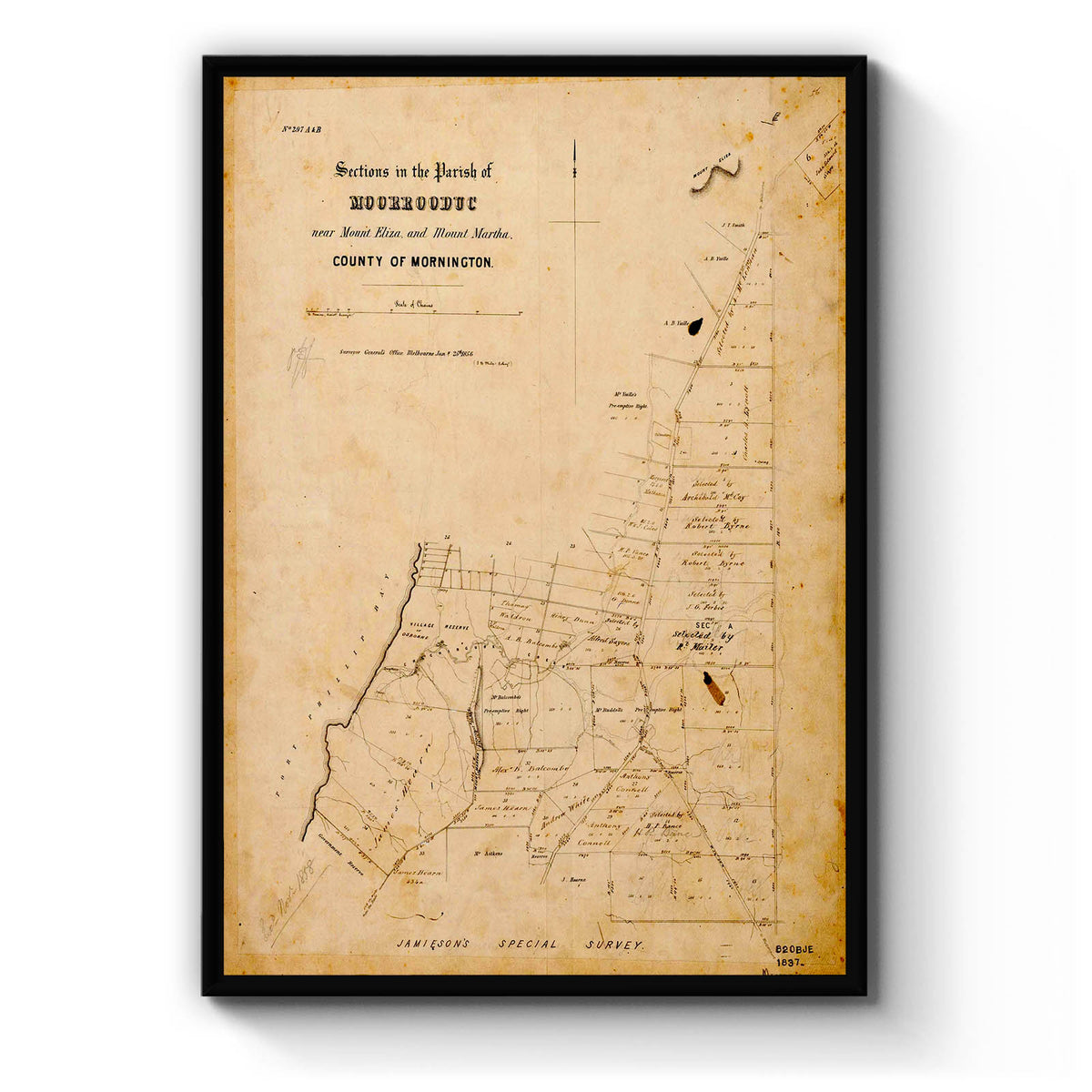 Mount Martha, Victoria Australia Vintage Map #1 (1856) – Vintage Maps