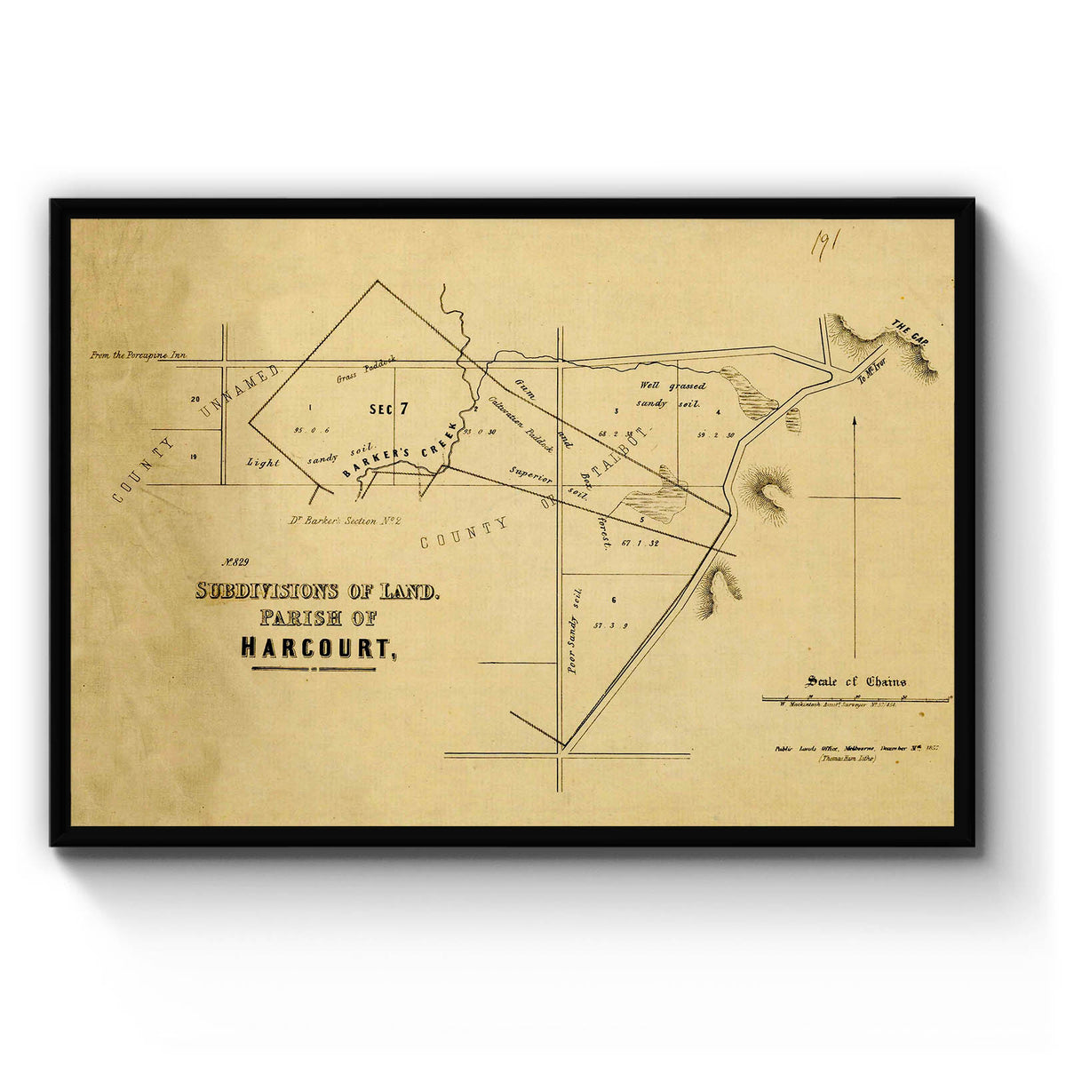 Harcourt, Victoria Australia Vintage Map #1 (1857) – Vintage Maps