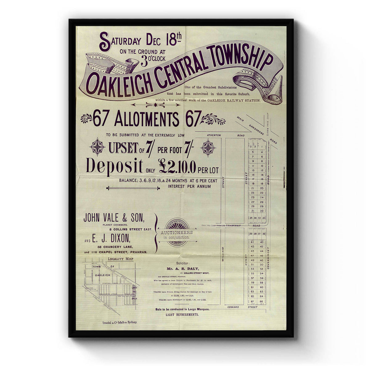 Oakleigh, Victoria Australia Vintage Map #15 (1886?) – Vintage Maps