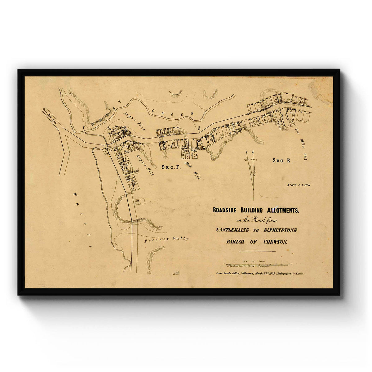 Chewton, Victoria Australia Vintage Map #4 (1857) – Vintage Maps