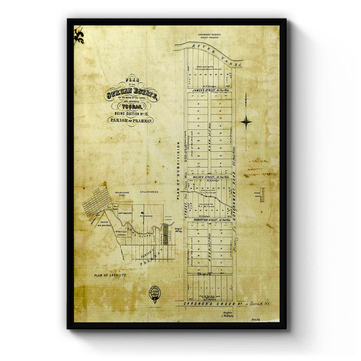 Toorak, Victoria Australia Vintage Map #37 (1854) – Vintage Maps