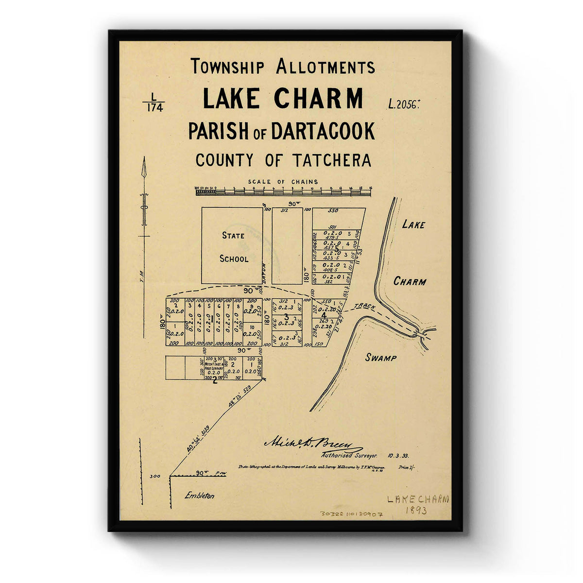 Lake Charm, Victoria Australia Vintage Map #1 (1893) – Vintage Maps