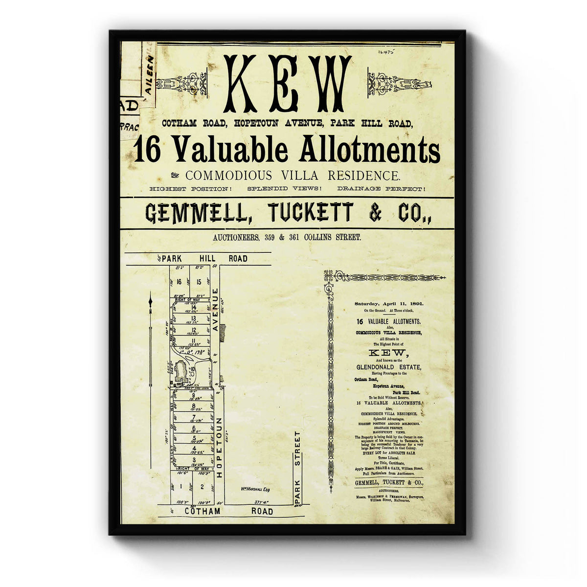 Kew, Victoria Australia Vintage Map #7 (1891) – Vintage Maps