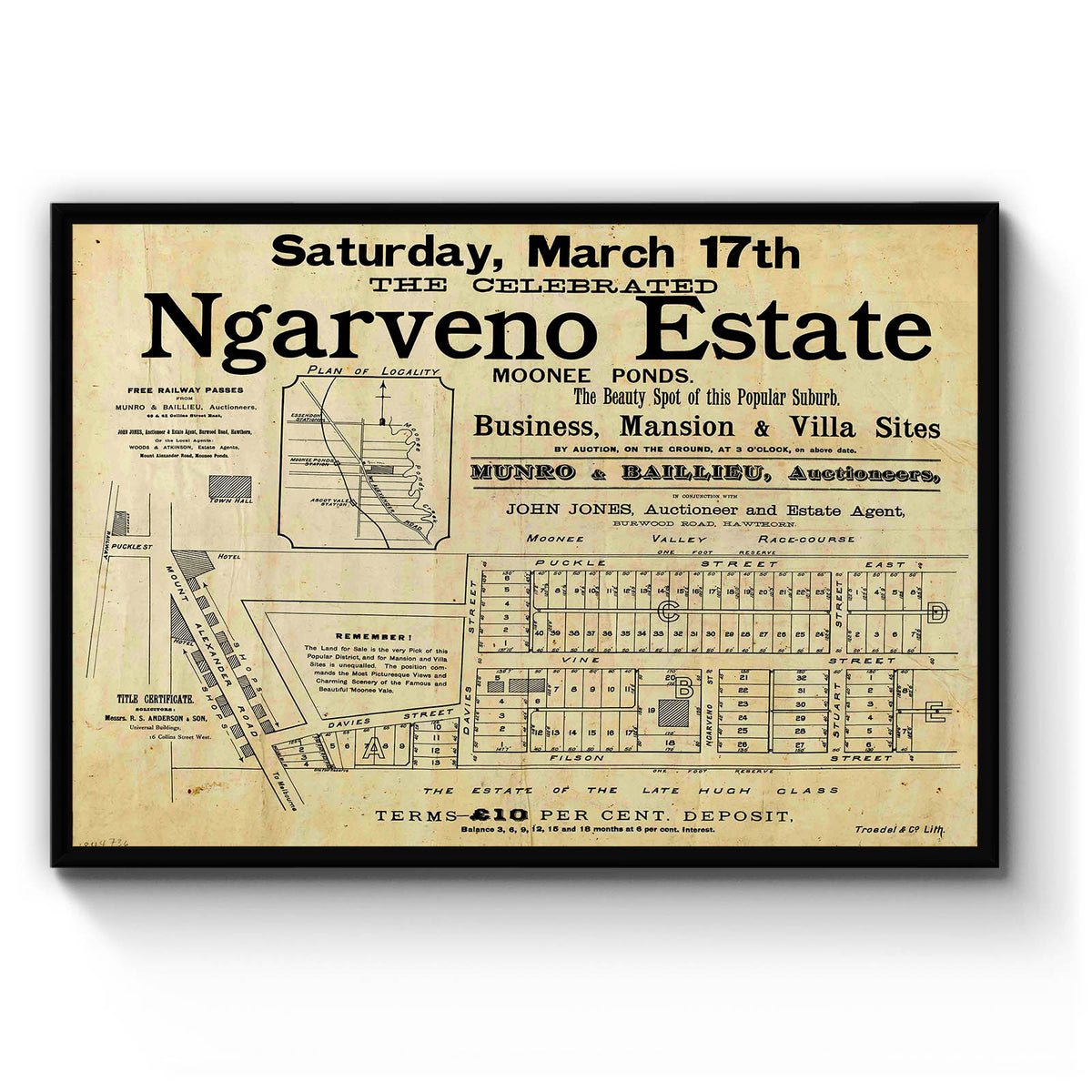 Moonee Ponds, Victoria Australia Vintage Map #4 (1888) – Vintage Maps