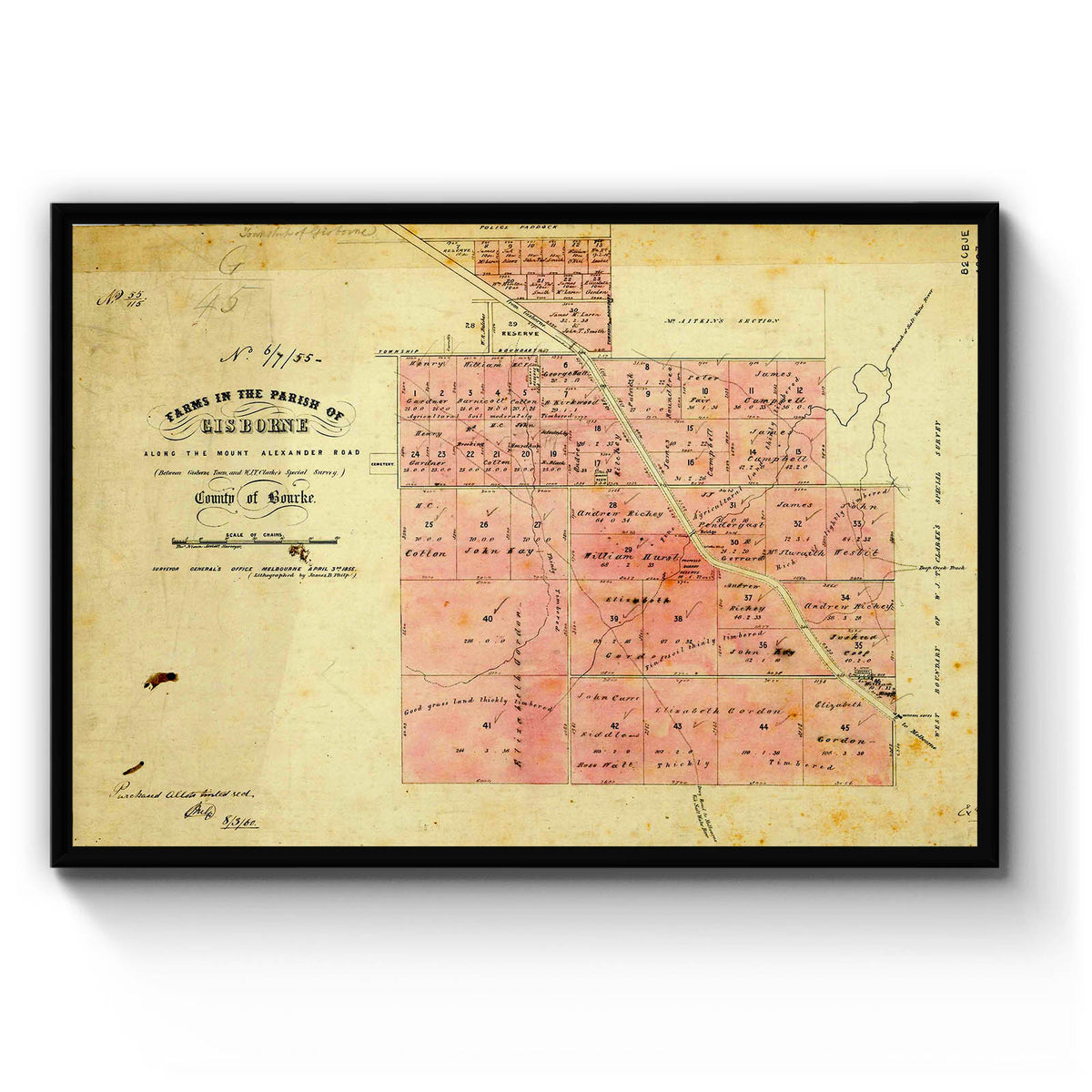 Gisborne, Victoria Australia Vintage Map #9 (1858) – Vintage Maps