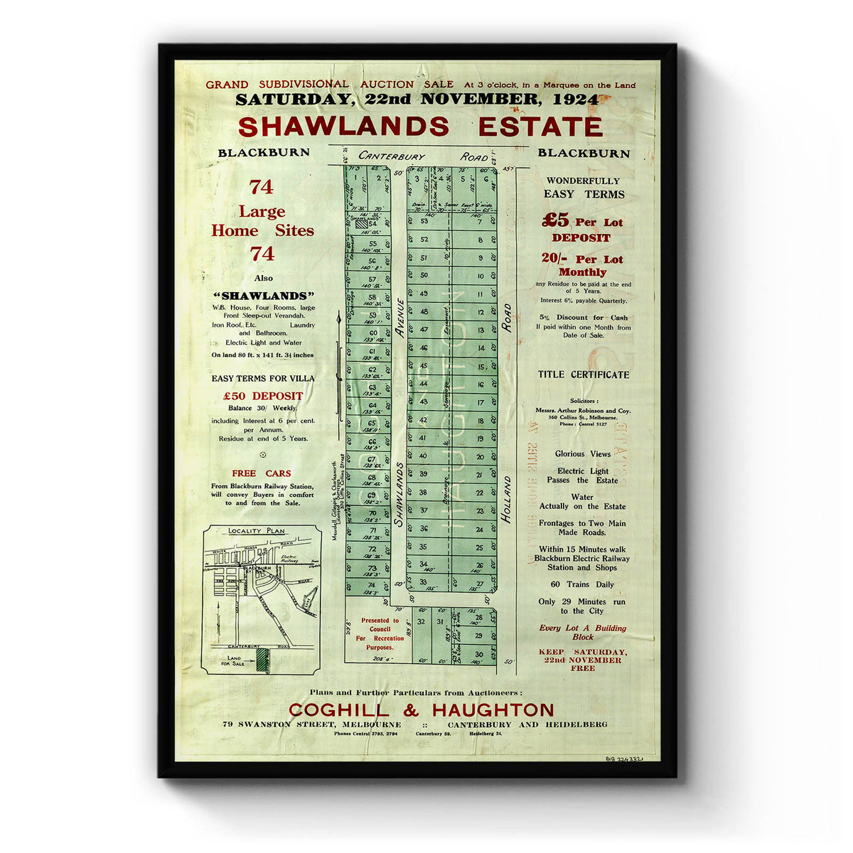 Blackburn, Victoria Australia Vintage Map #45 (1924) – Vintage Maps