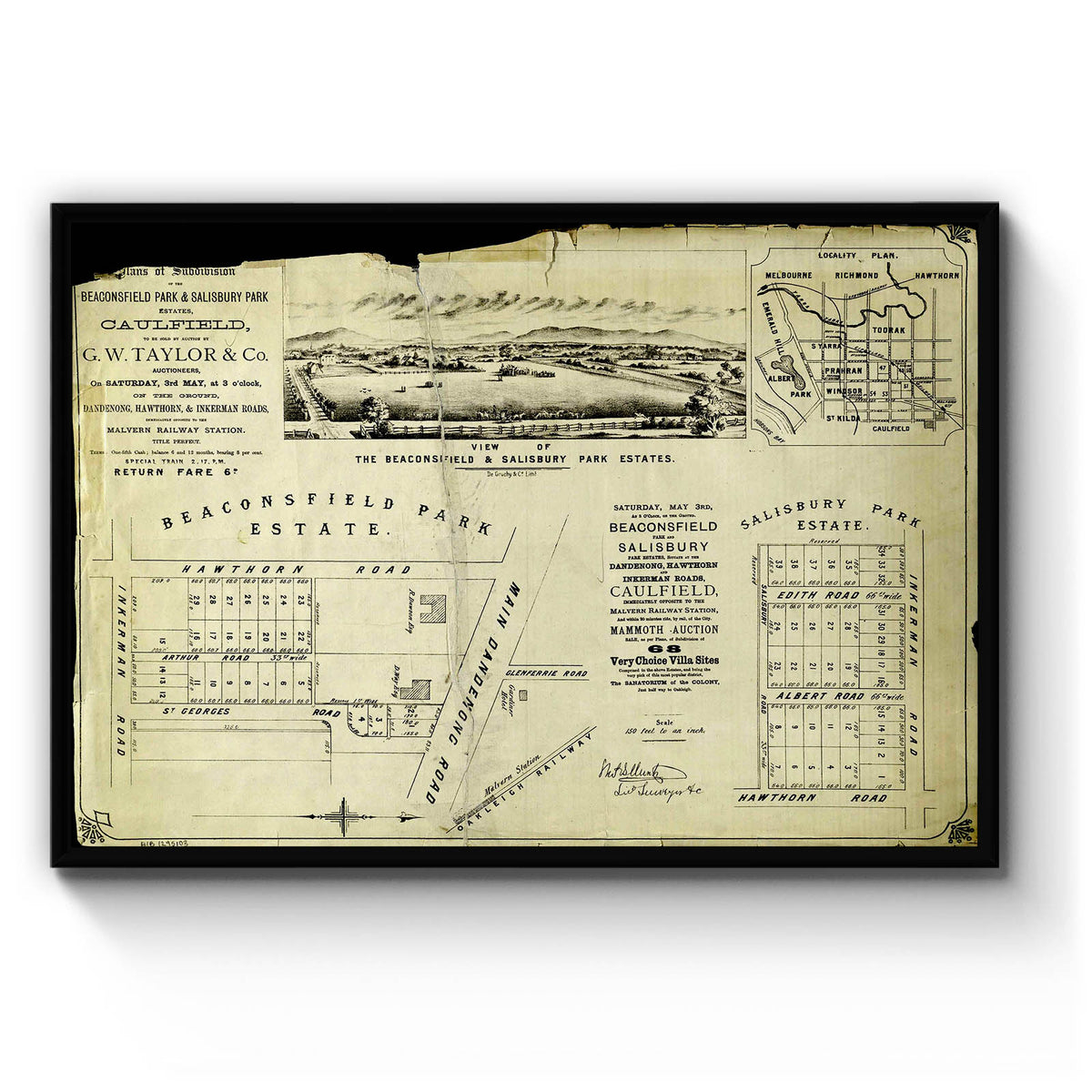 Caulfield, Victoria Australia Vintage Map #47 (1884?) – Vintage Maps