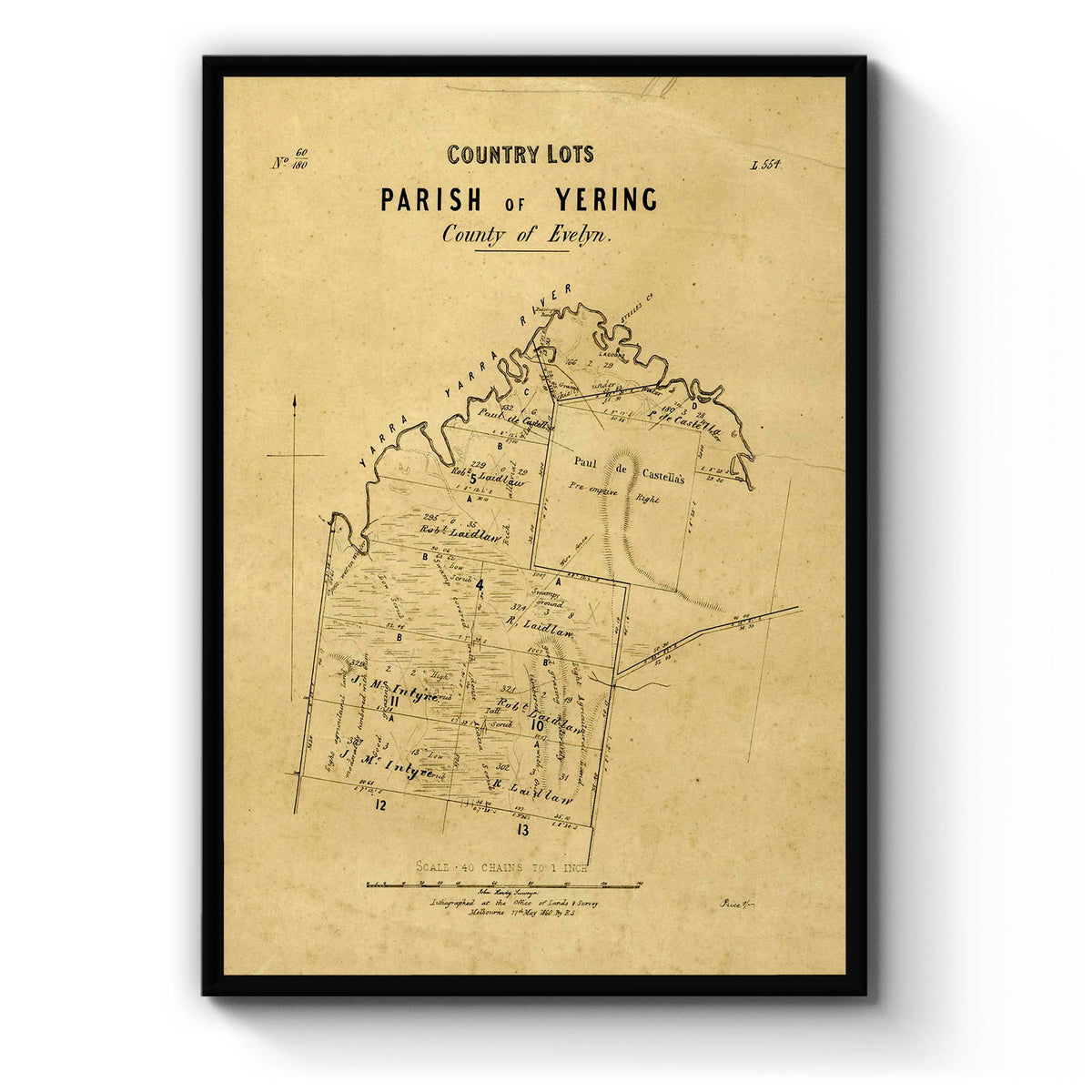 Yering, Victoria Australia Vintage Map #3 (1860) – Vintage Maps