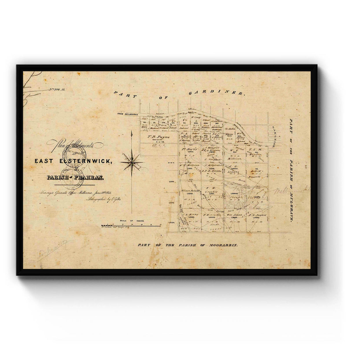 Elsternwick, Victoria Australia Vintage Map #38 (1855) – Vintage Maps