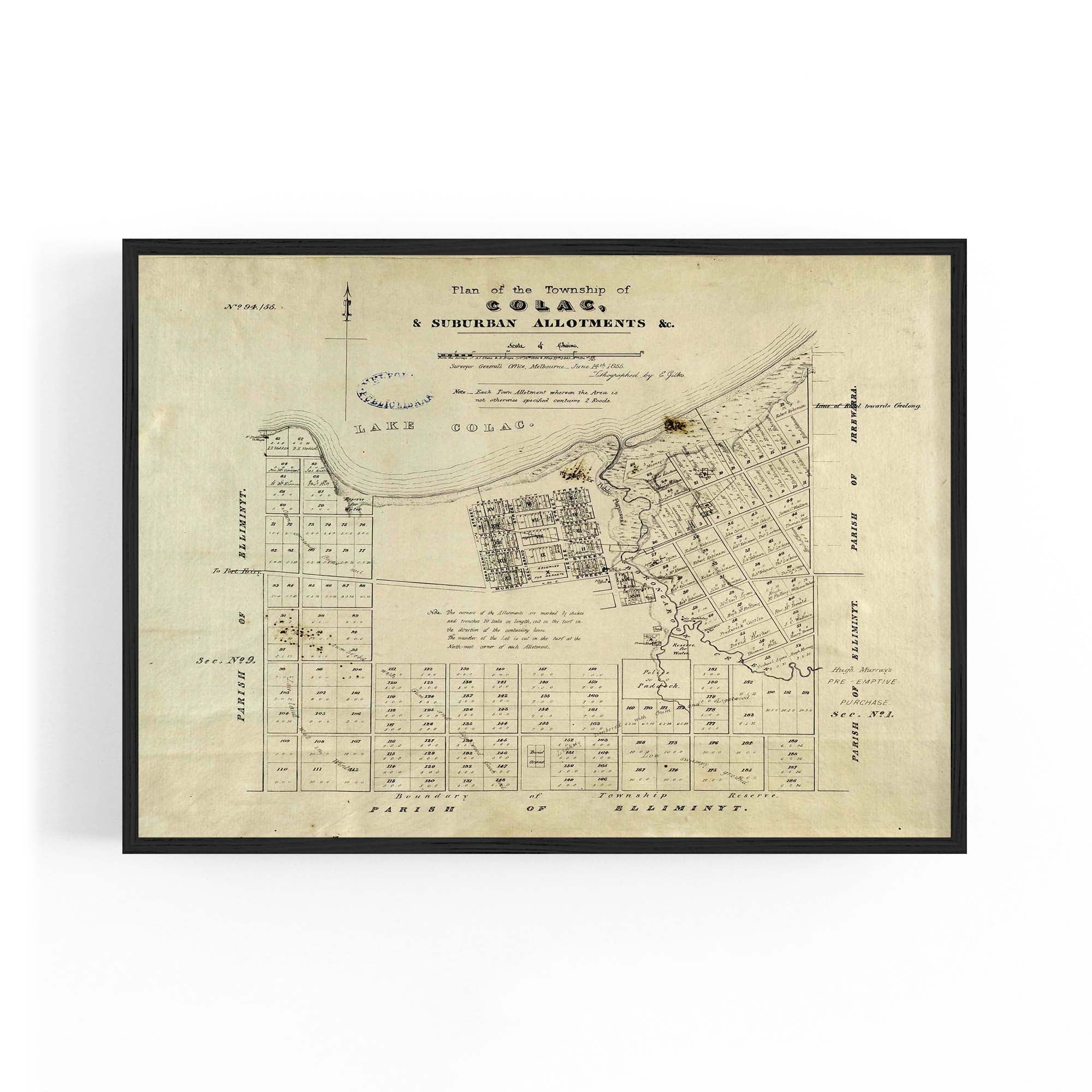 1855 Vintage Map of Colac, Victoria Australia – Vintage Maps