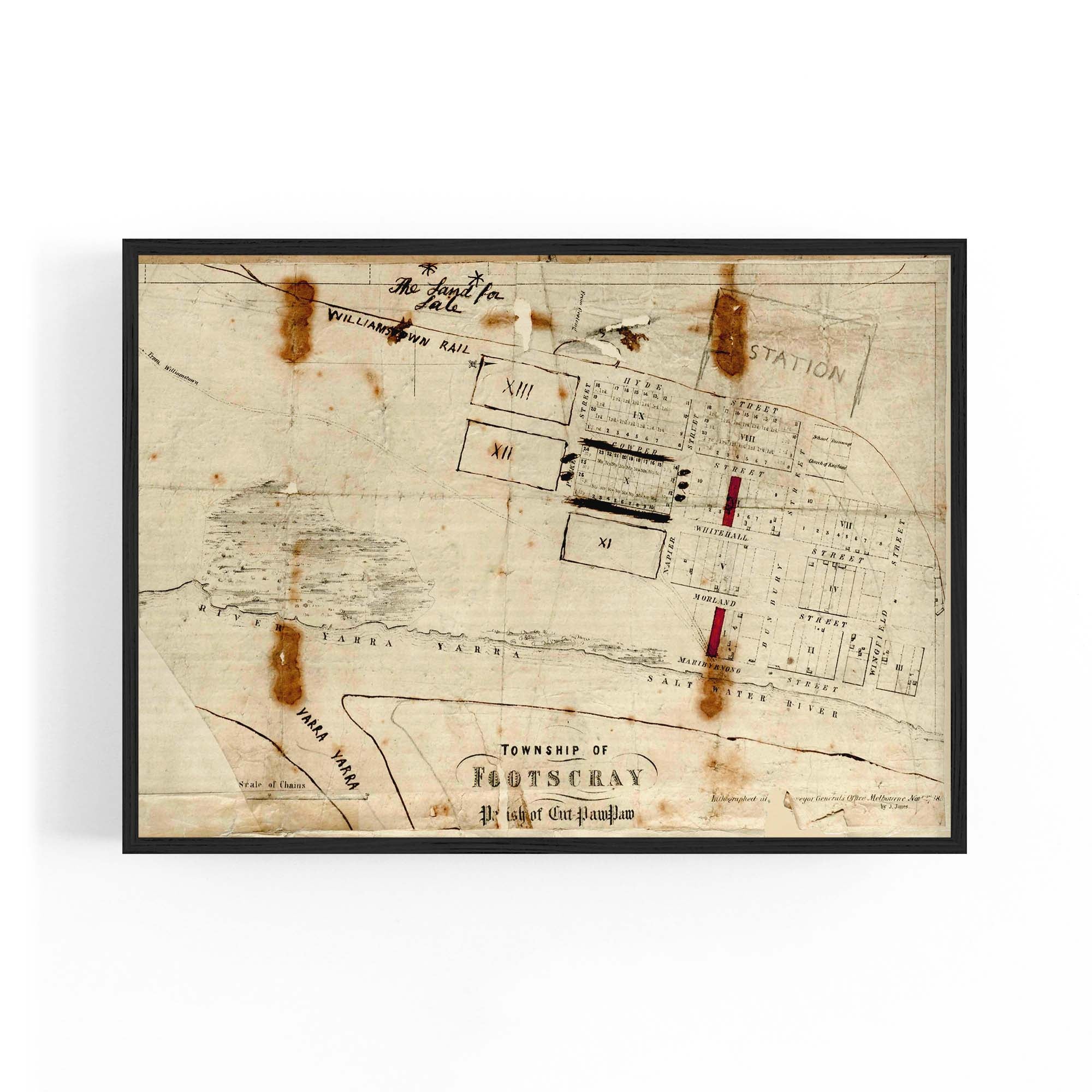 1850's Vintage Map of Footscray, Victoria Australia – Vintage Maps