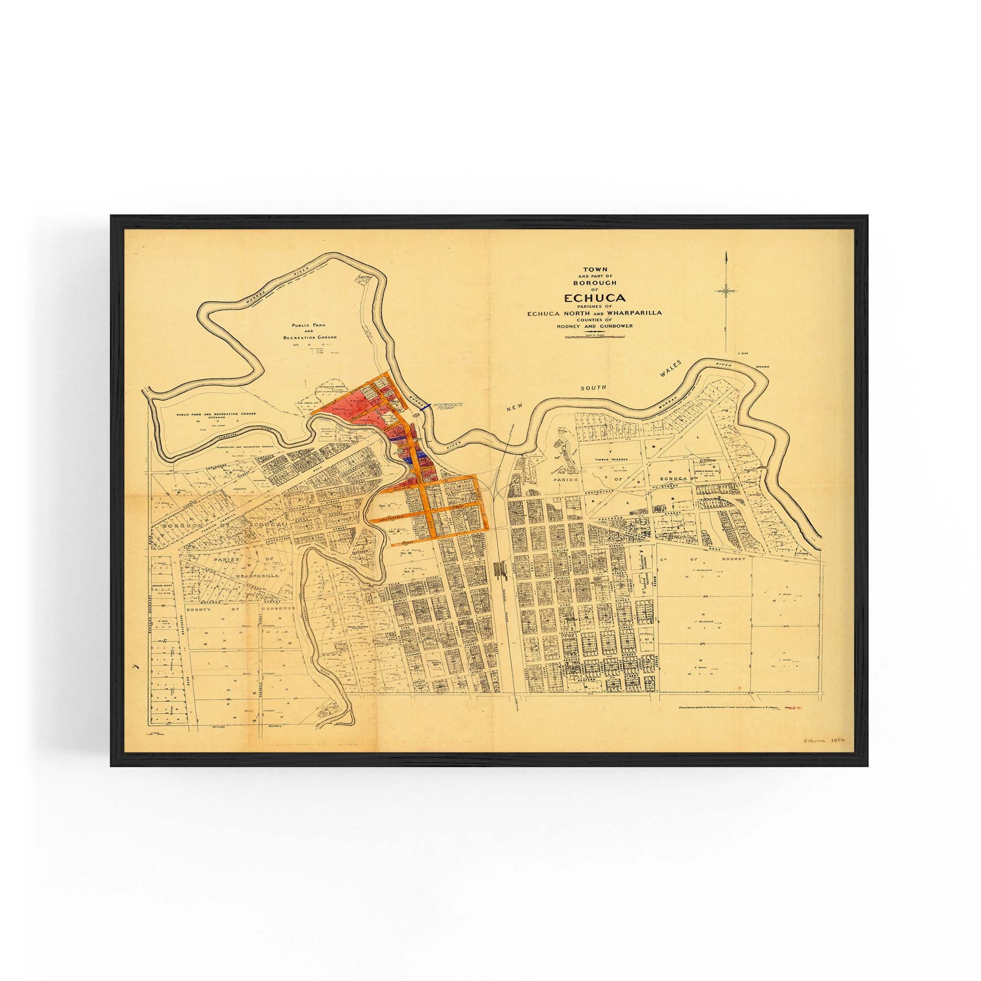 1926 Vintage Map of Echuca, Victoria Australia – Vintage Maps