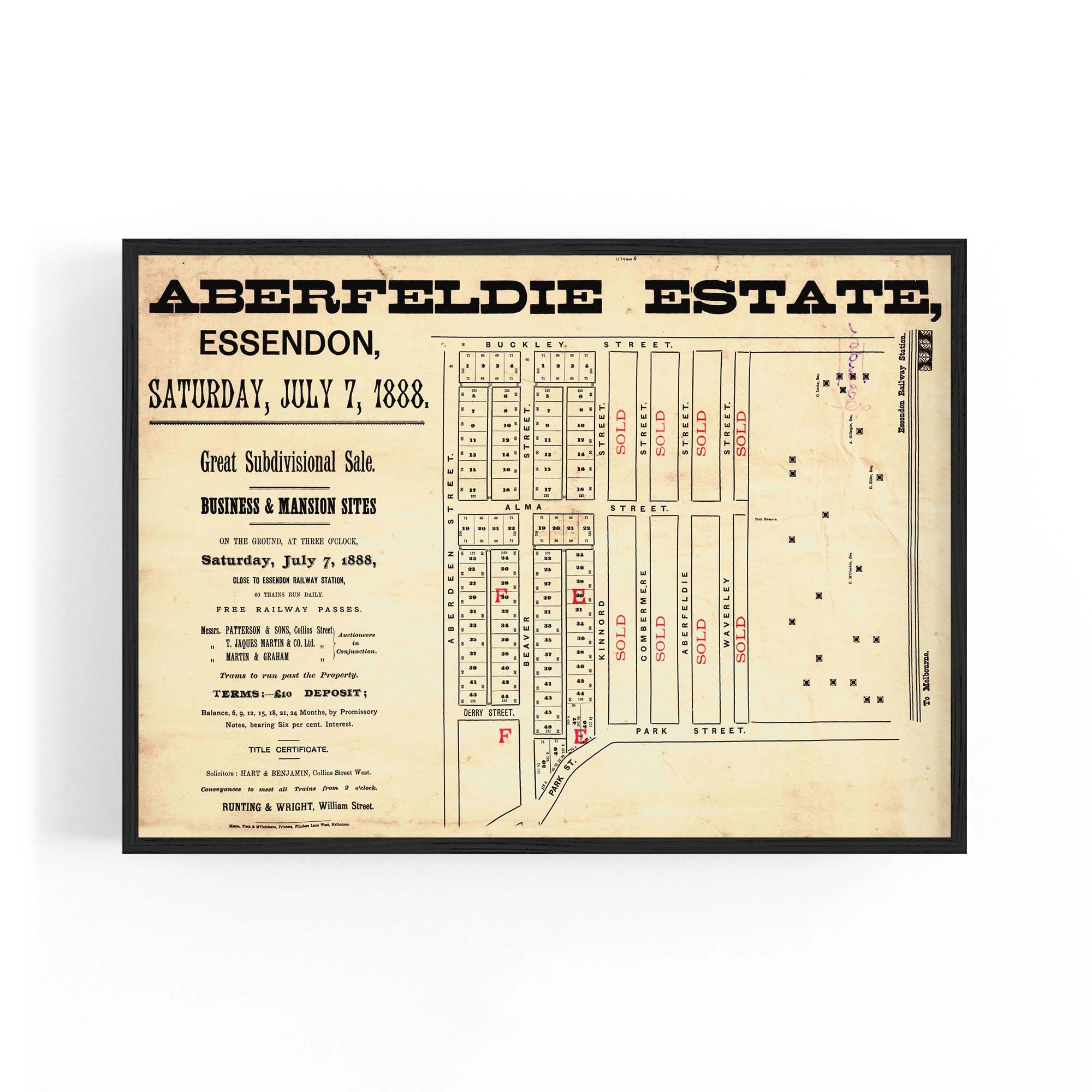 1888 Vintage Map of Essendon, Victoria Australia – Vintage Maps
