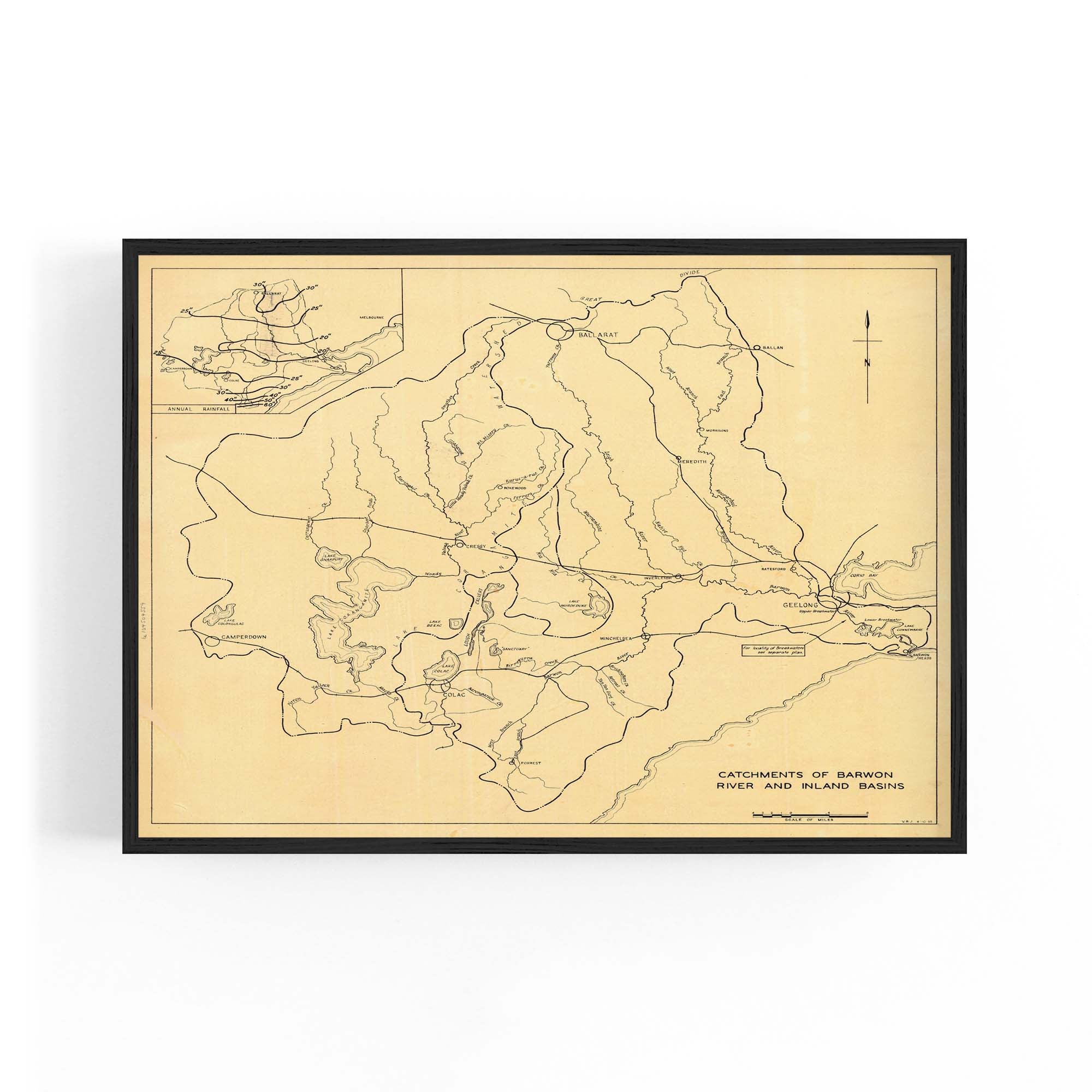 1855 Map of Catchments of Barwon River – Vintage Maps