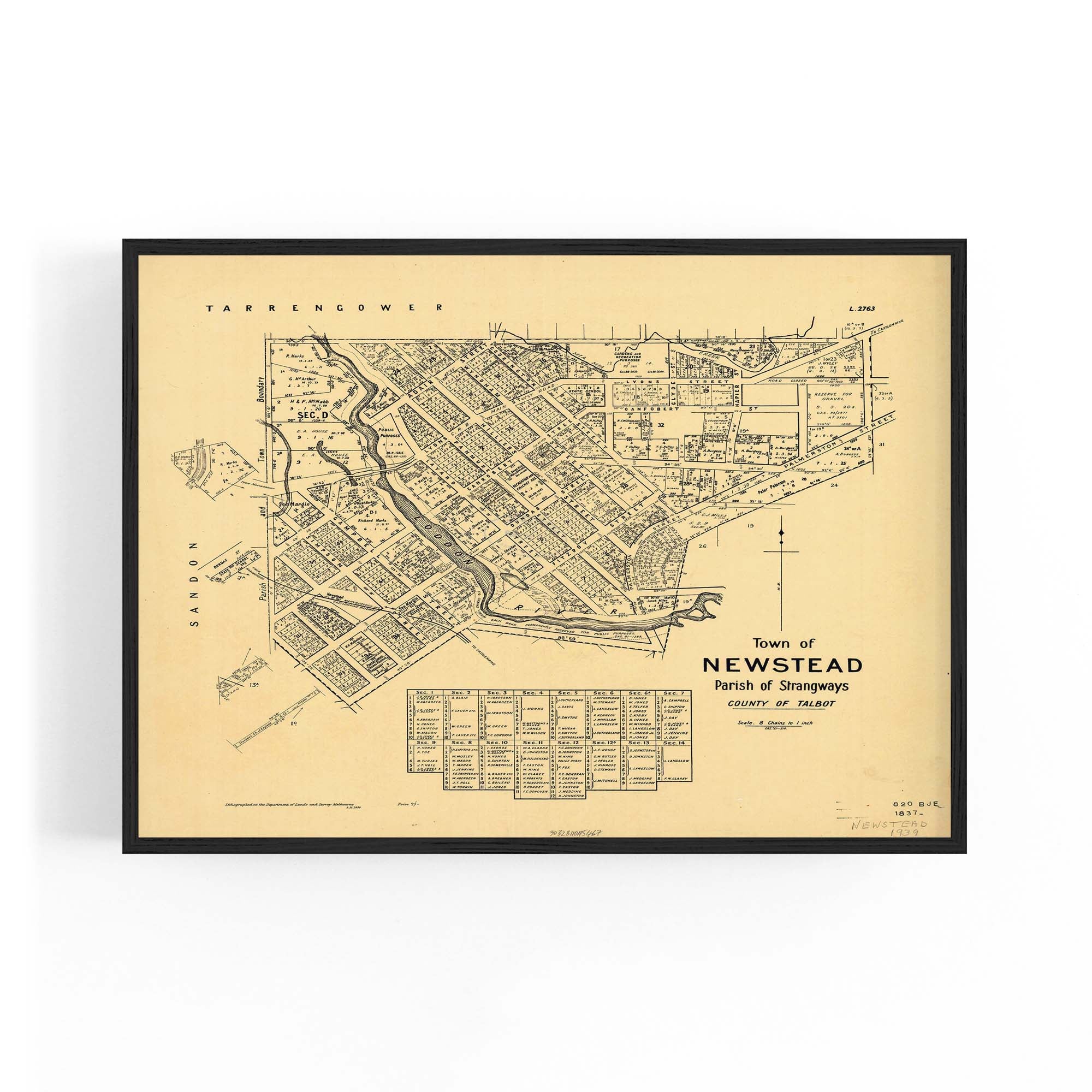 1939 Vintage Map of Newstead, Victoria Australia – Vintage Maps