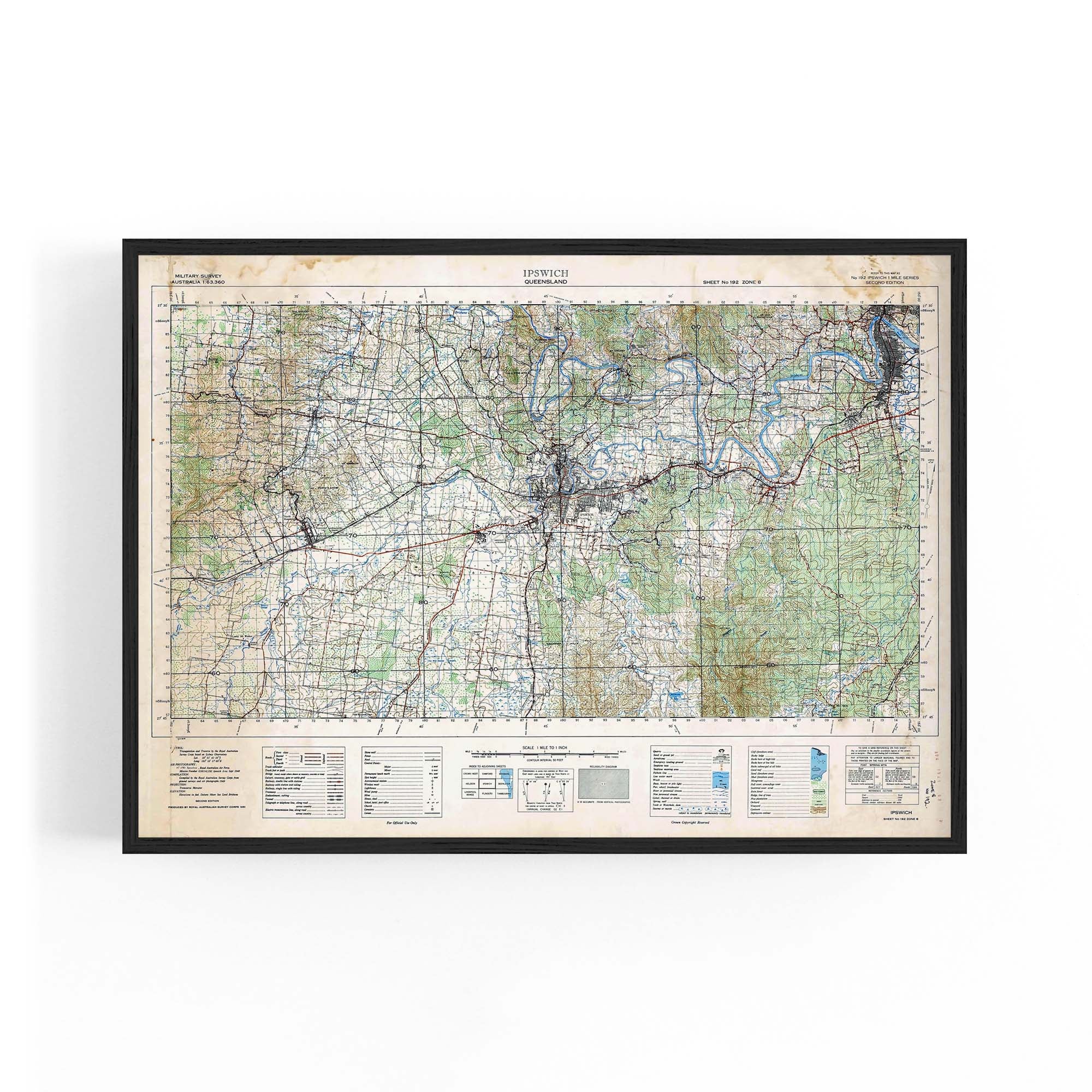 1951 Topographic Map of Ipswich, Queensland – Vintage Maps