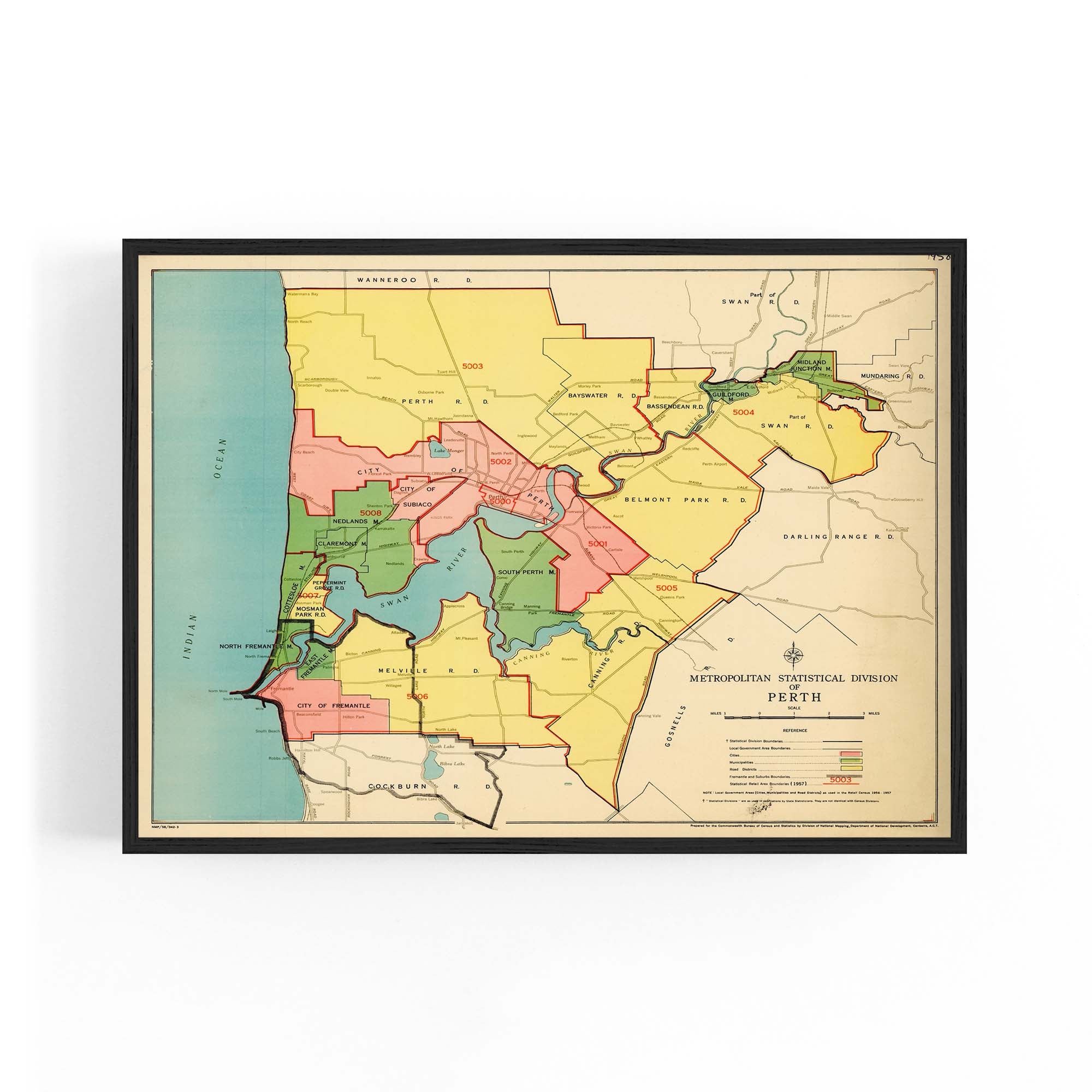 1958 Map of Perth & Surrounds, Western Australia – Vintage Maps