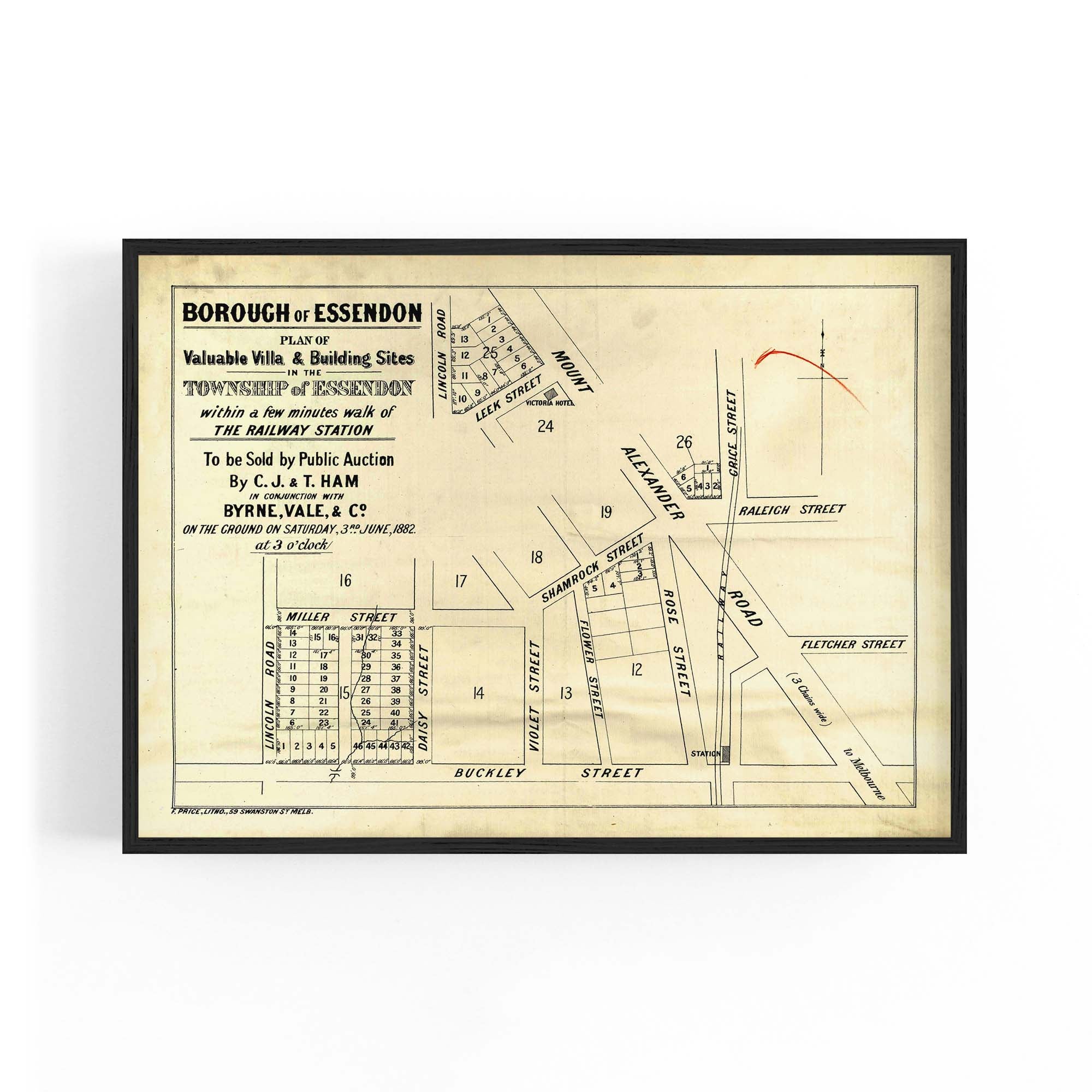 1882 Vintage Map of Essendon, Victoria Australia – Vintage Maps