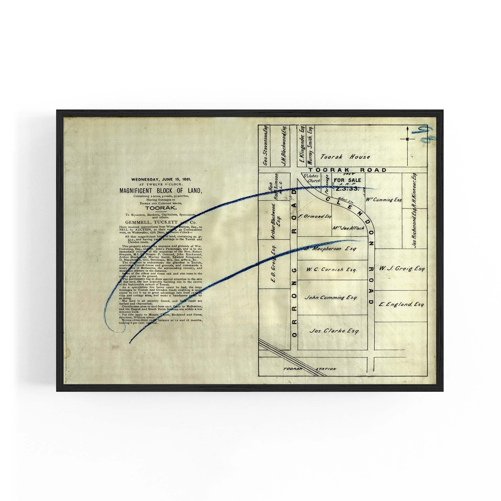 1881 Vintage Map of Toorak, Victoria Australia – Vintage Maps