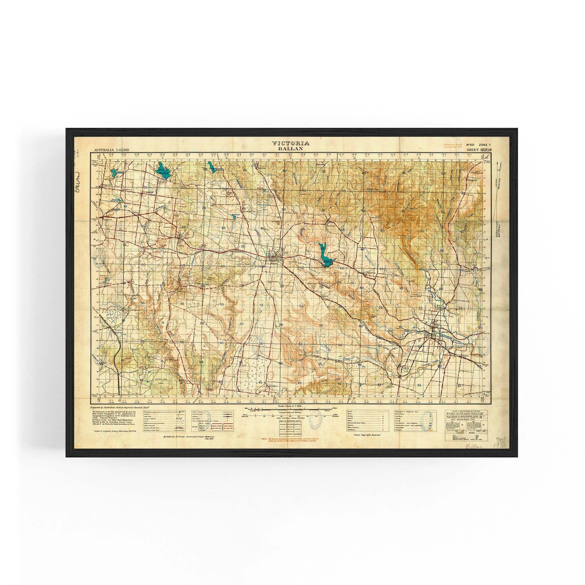 1936 Vintage Map of Ballan, Victoria Australia – Vintage Maps