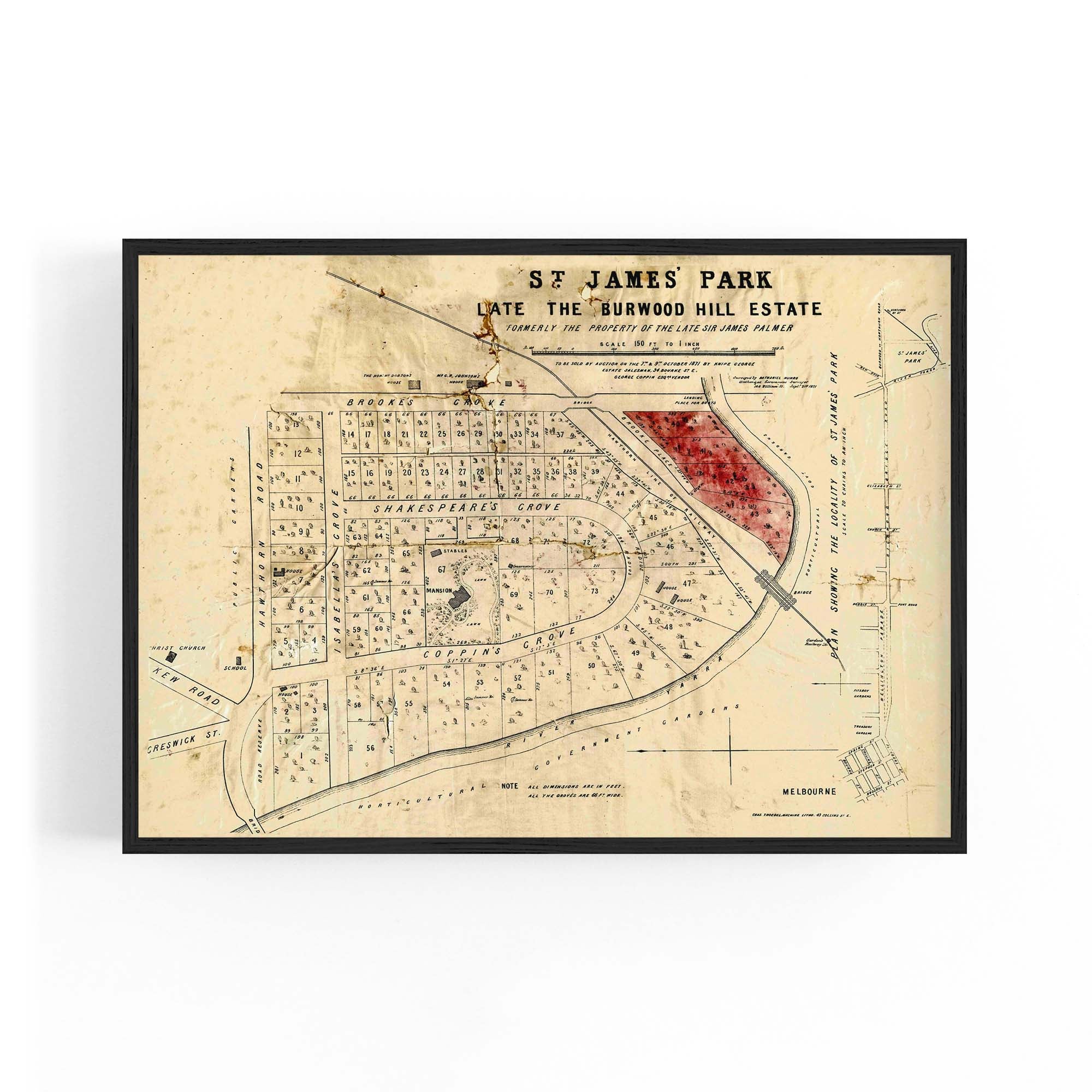 1871 Vintage Map of Burnley, Victoria Australia – Vintage Maps