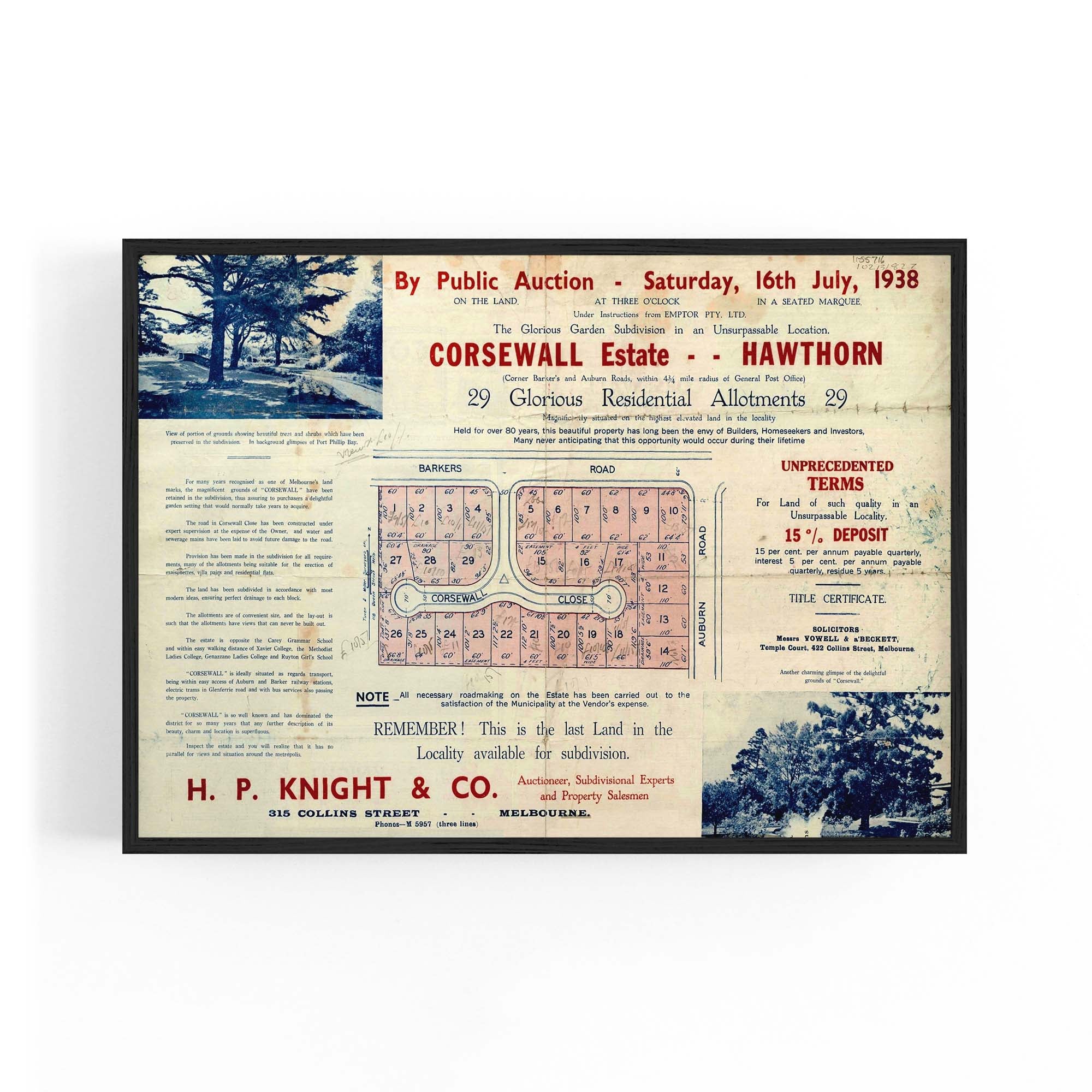 1938 Vintage Map of Hawthorn, Victoria Australia – Vintage Maps