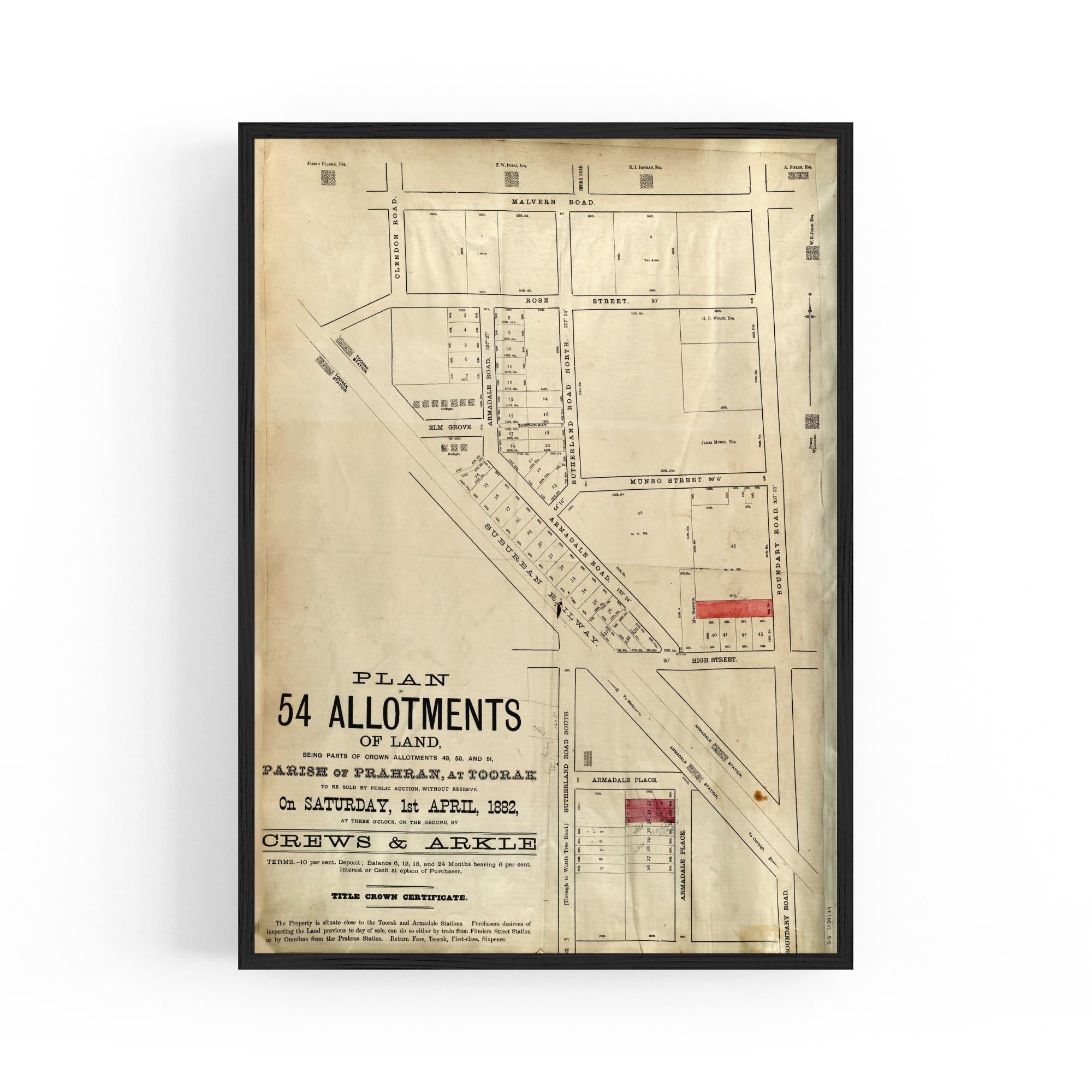 1882 Vintage Map of Armadale, Victoria Australia – Vintage Maps