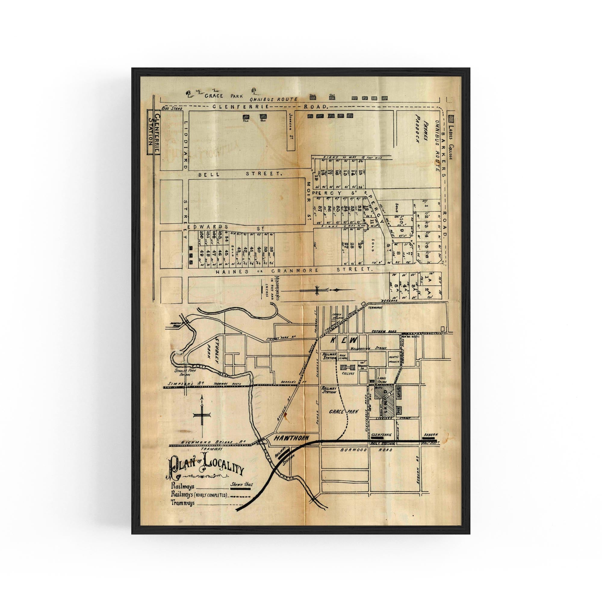 1886 Vintage Map of Hawthorn, Victoria Australia – Vintage Maps