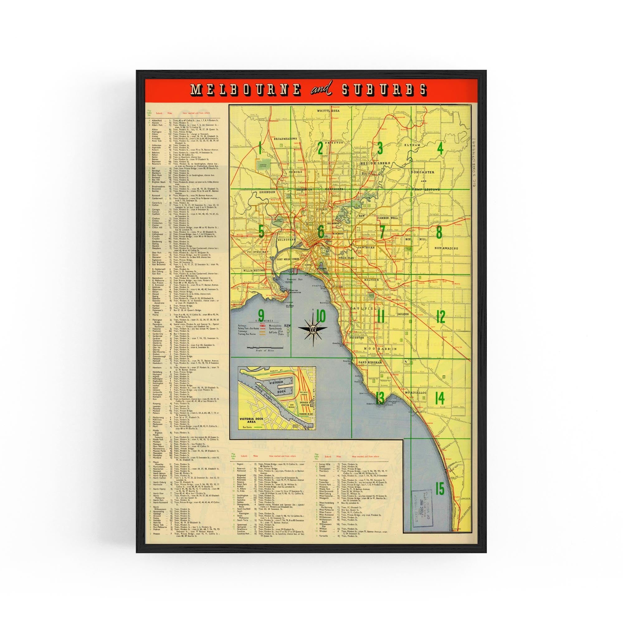 1956 Map of Melbourne and Suburbs – Vintage Maps