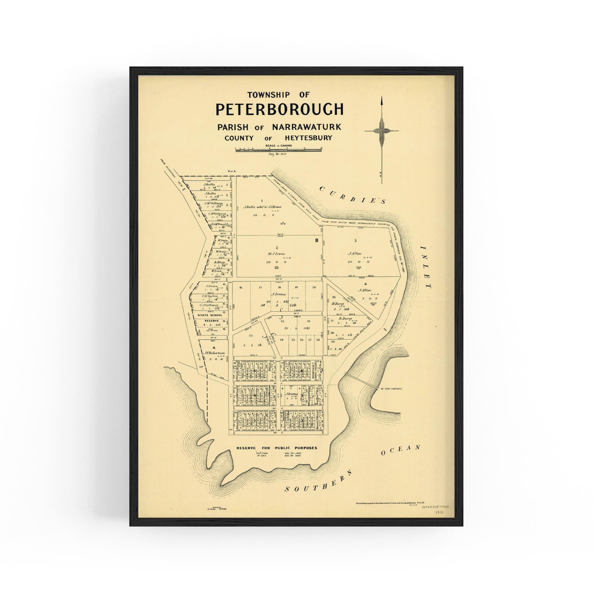 1931 Vintage Map of Peterborough, Victoria Australia – Vintage Maps
