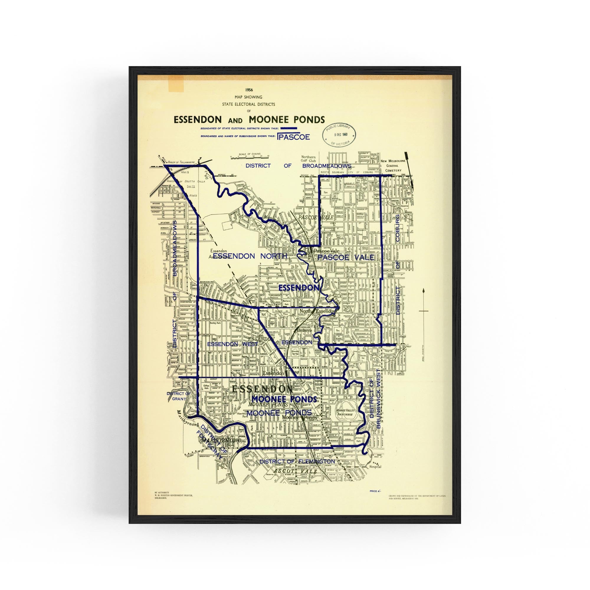1956 Map of Essendon, Moonee Ponds & Surrounds, Victoria – Vintage Maps