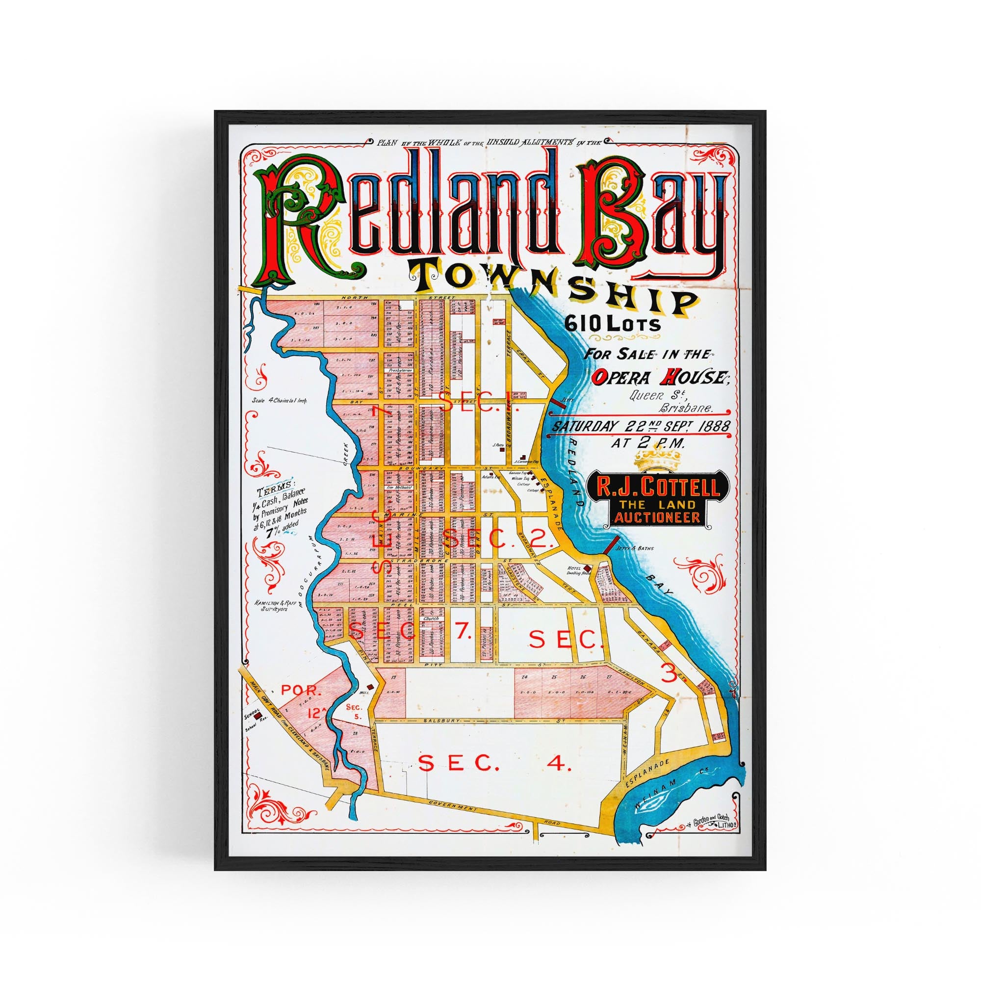 1888 Map of Redland Bay, Brisbane, Queensland – Vintage Maps