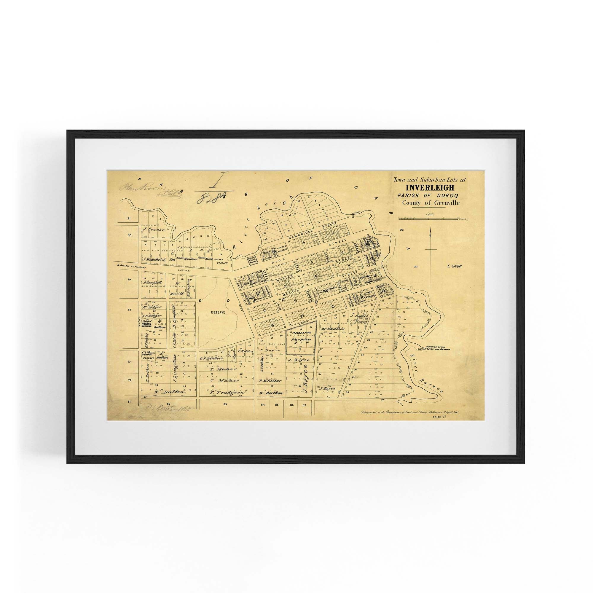 1865 Vintage Map of Inverleigh, Victoria Australia – Vintage Maps