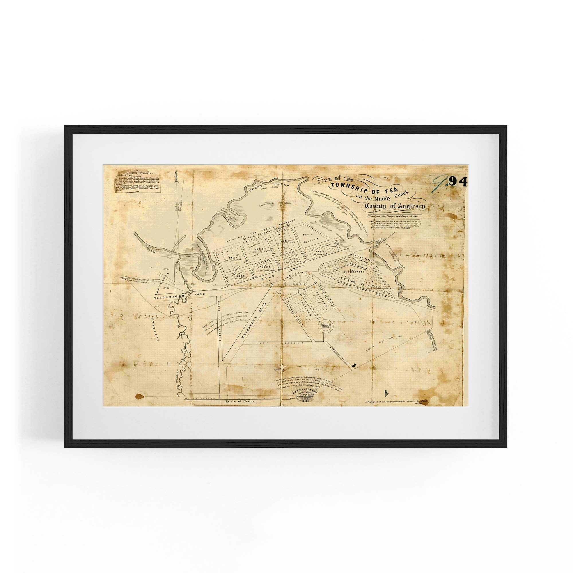 1855 Vintage Map of Yea, Victoria Australia – Vintage Maps