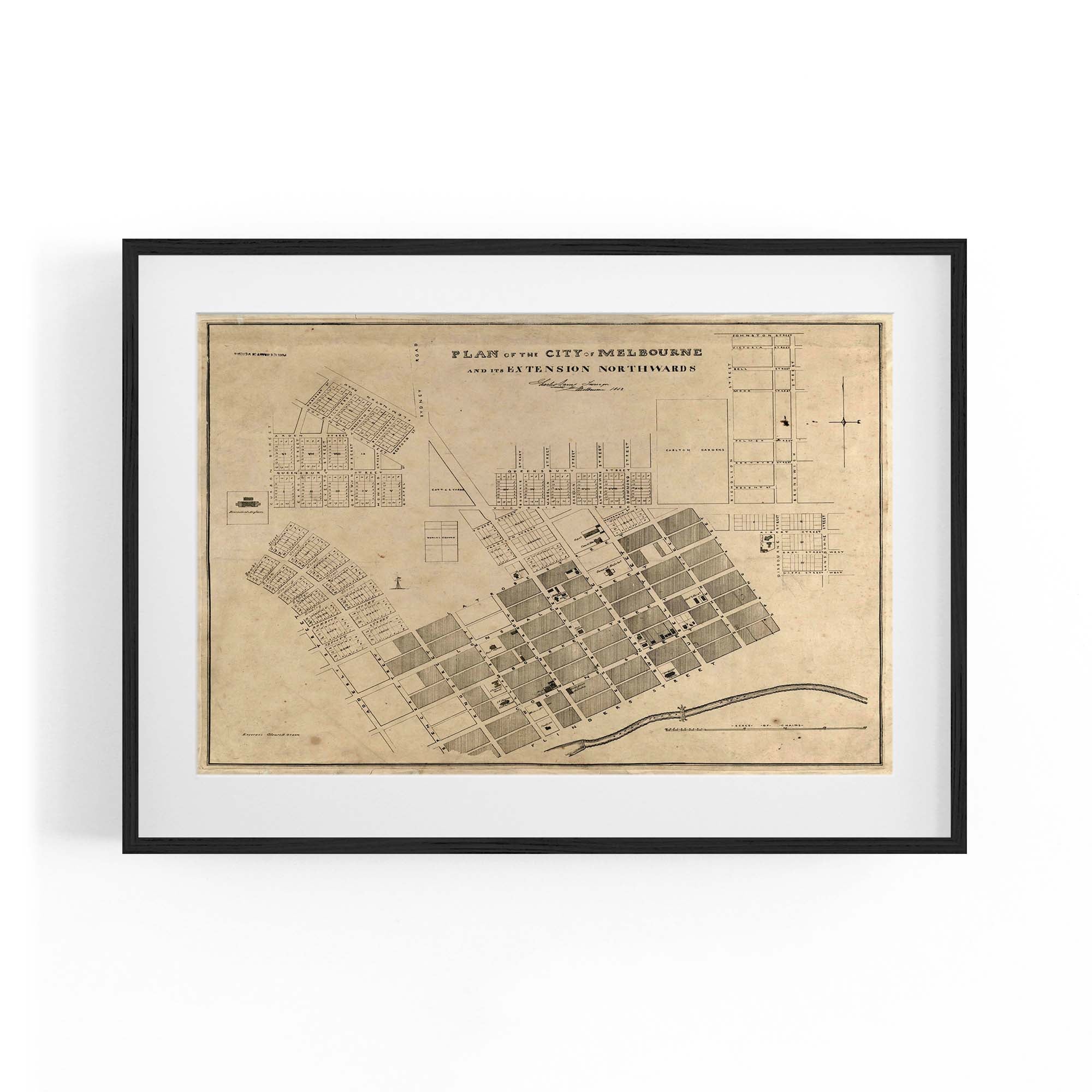 1852 Vintage Map of Melbourne, Victoria – Vintage Maps