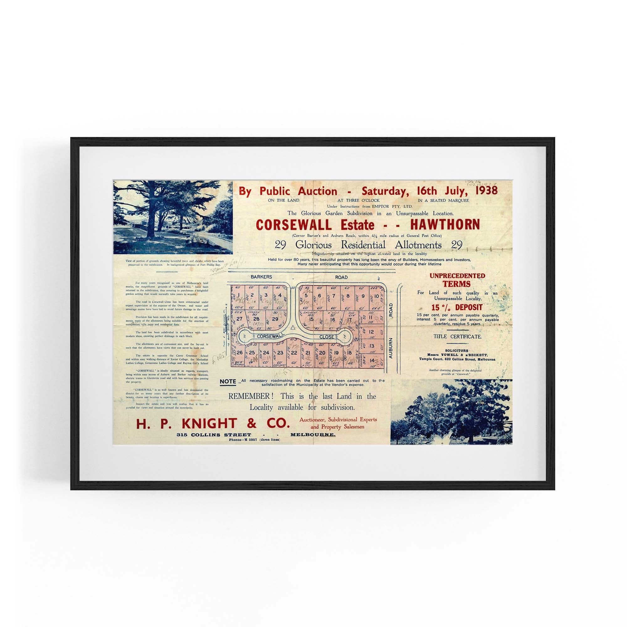 1938 Vintage Map of Hawthorn, Victoria Australia – Vintage Maps